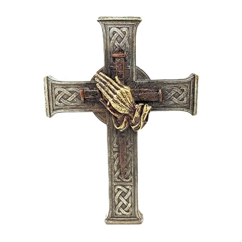 Bronze Wall Cross with Praying Hands and Nails - Vintage Decorative ...