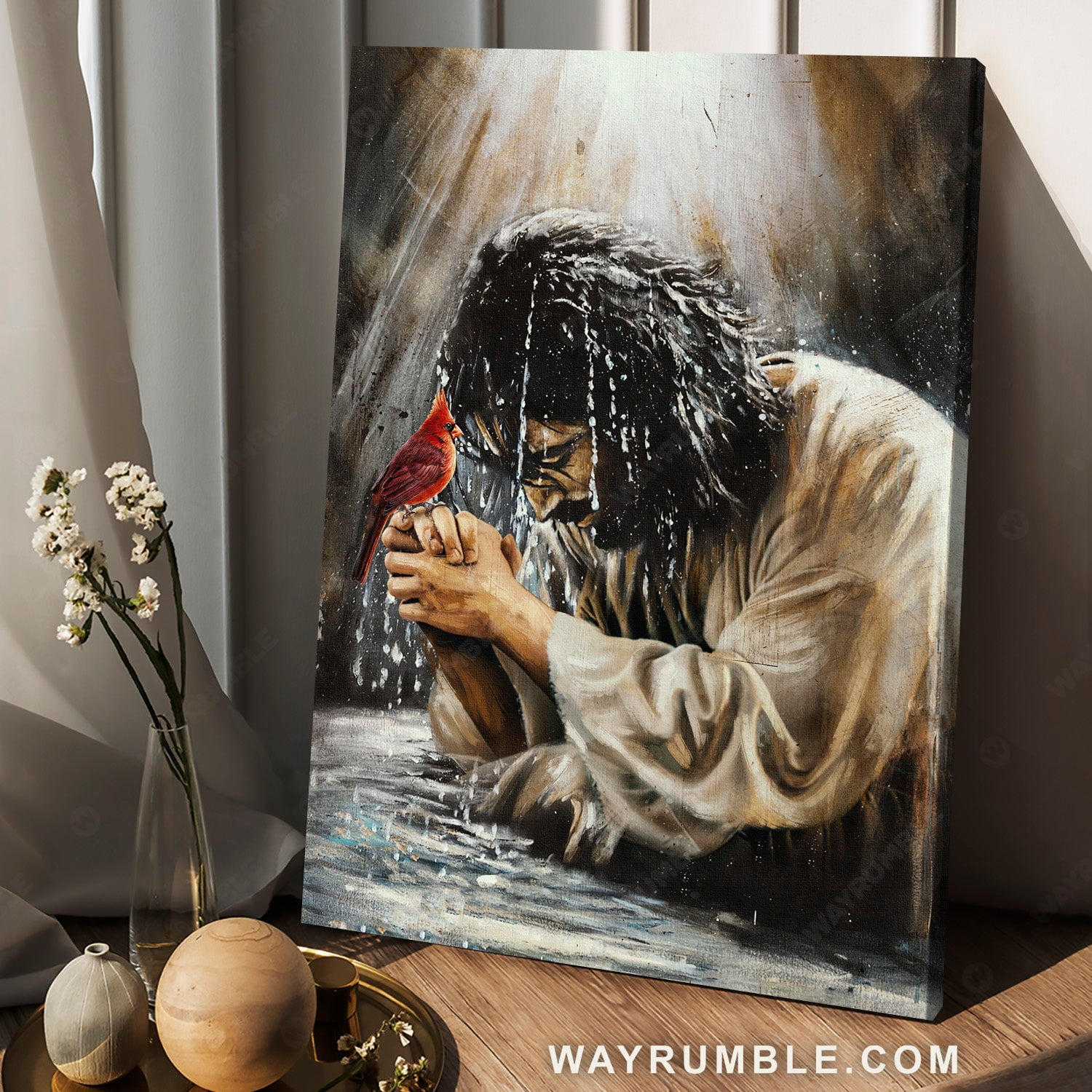 Praying Jesus, Jesus prayer, Rainy night, Red cardinal - Jesus Portrait ...