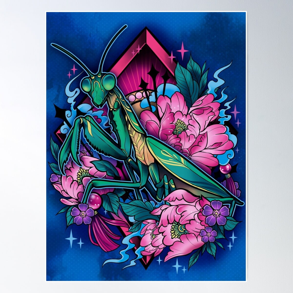 Praying Mantis Poster Wall Art, Modern Wall Decor For Living Room ...