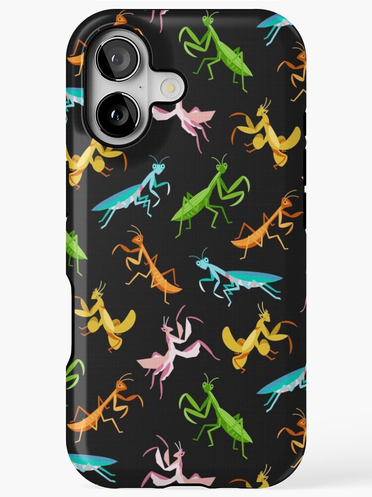 Praying Mantises Black Bug Art For iPhone 11-17 Pro Max Phone Tough ...