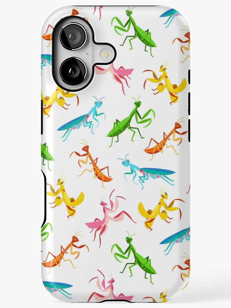Praying Mantises White Insect Bug Illustration Artwork Phone Case ...