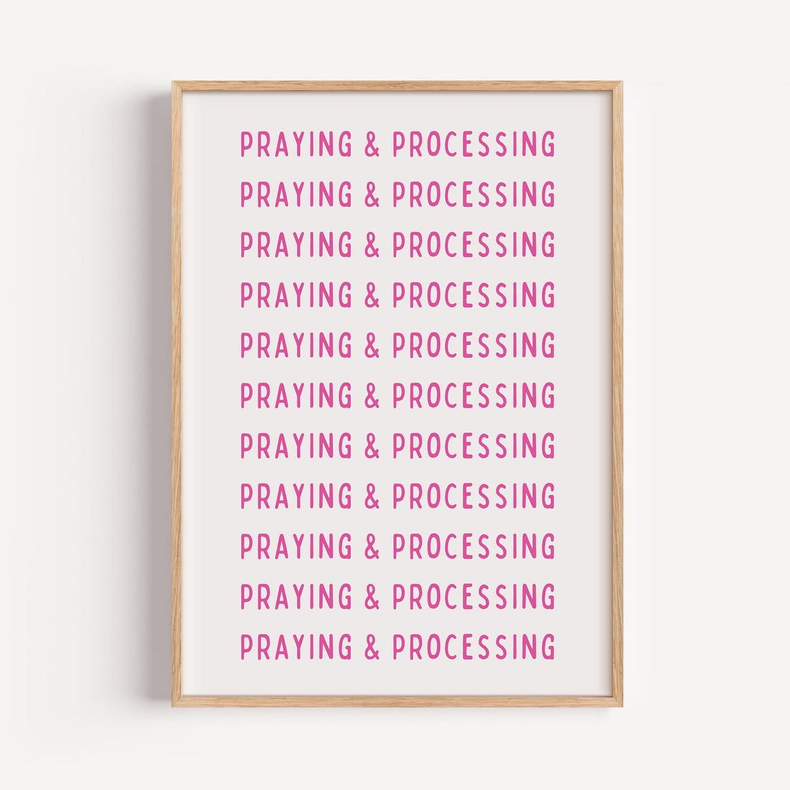 Praying And Processing Print, Christian Wall Art, Pink Minimalist Poster, Mental Health Bible ...