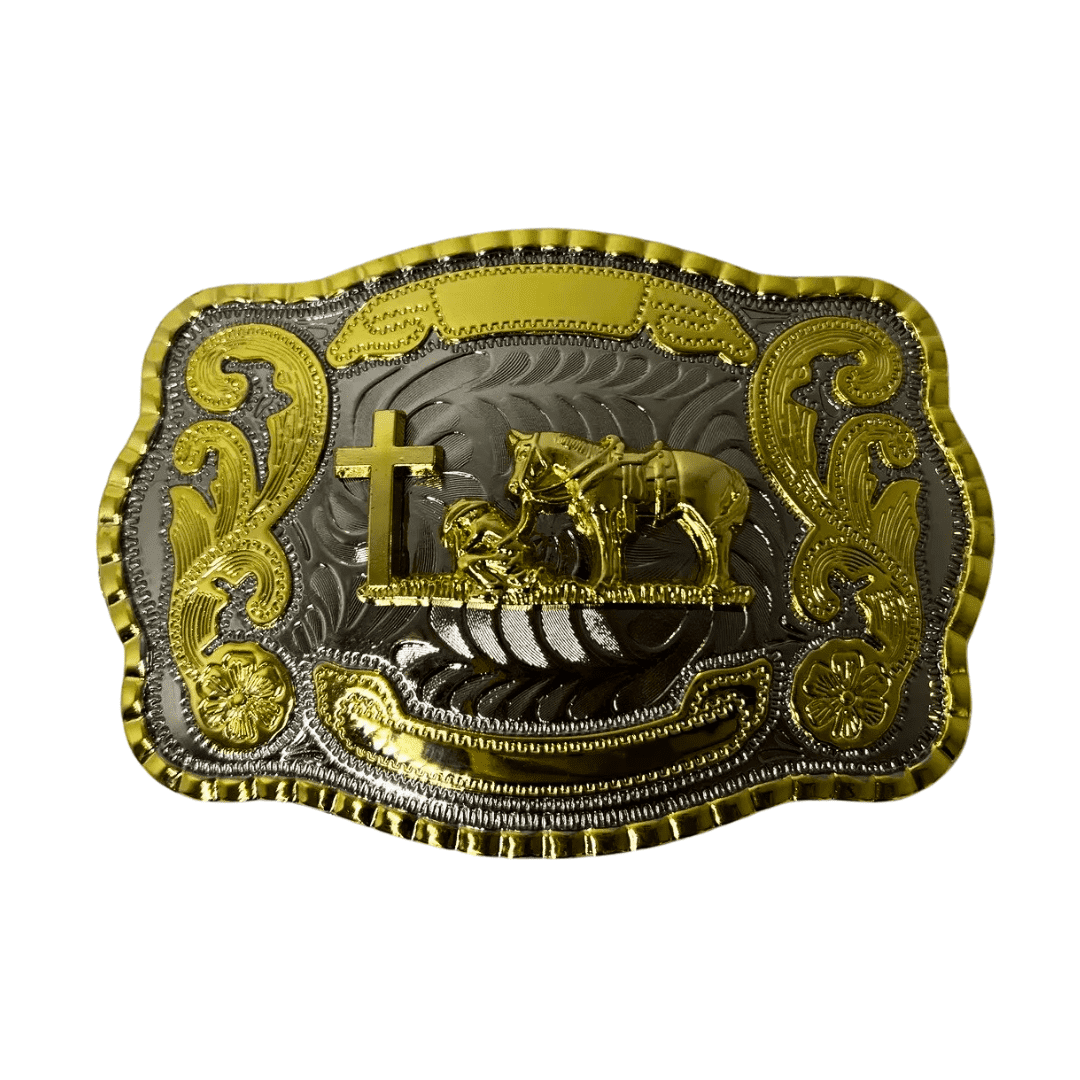 Praying at the Cross Western Cowboy Belt Buckle – 3.5" x 5.5" Gold and ...