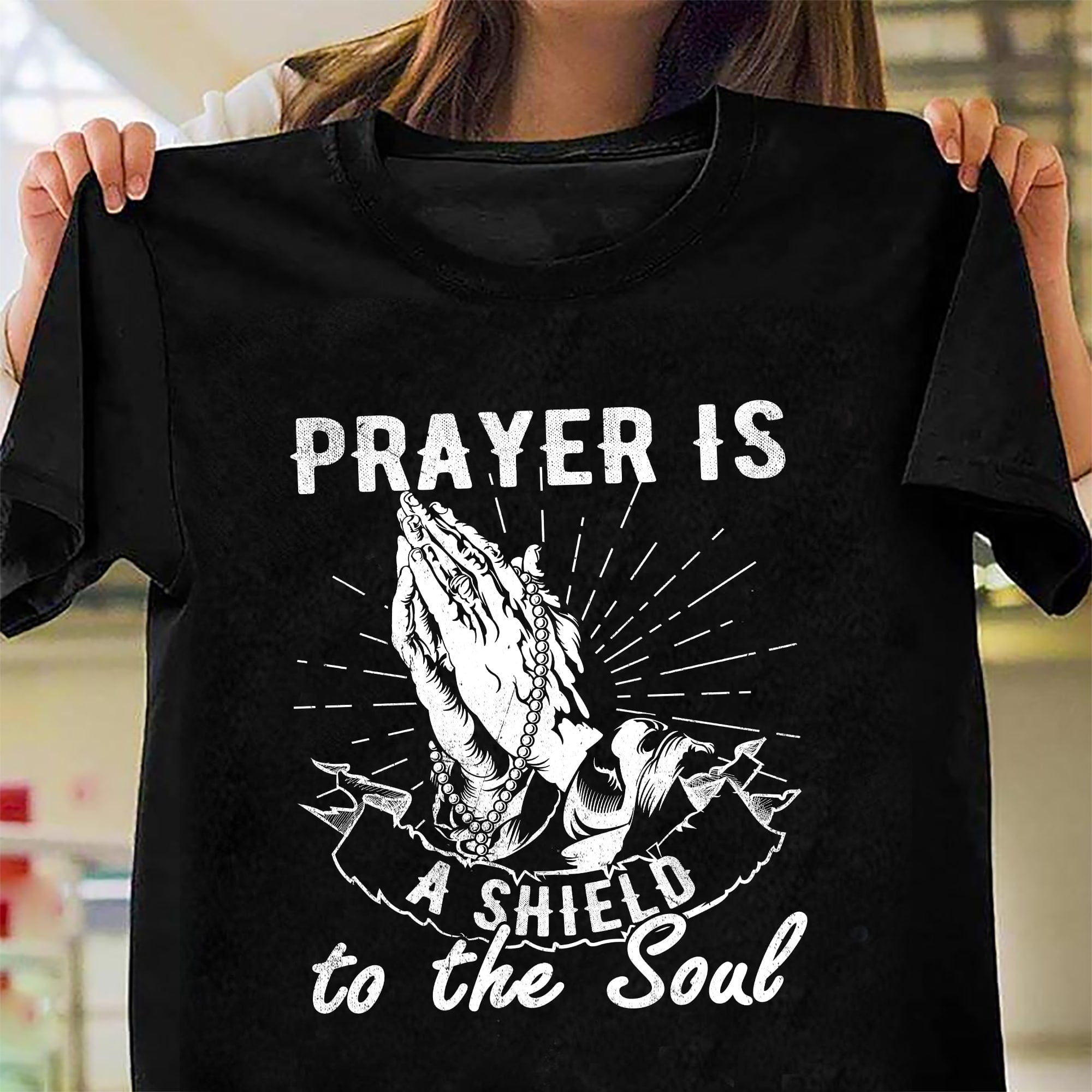 Praying hands, Prayer is a shield to the soul - Jesus Apparel - Walmart.com
