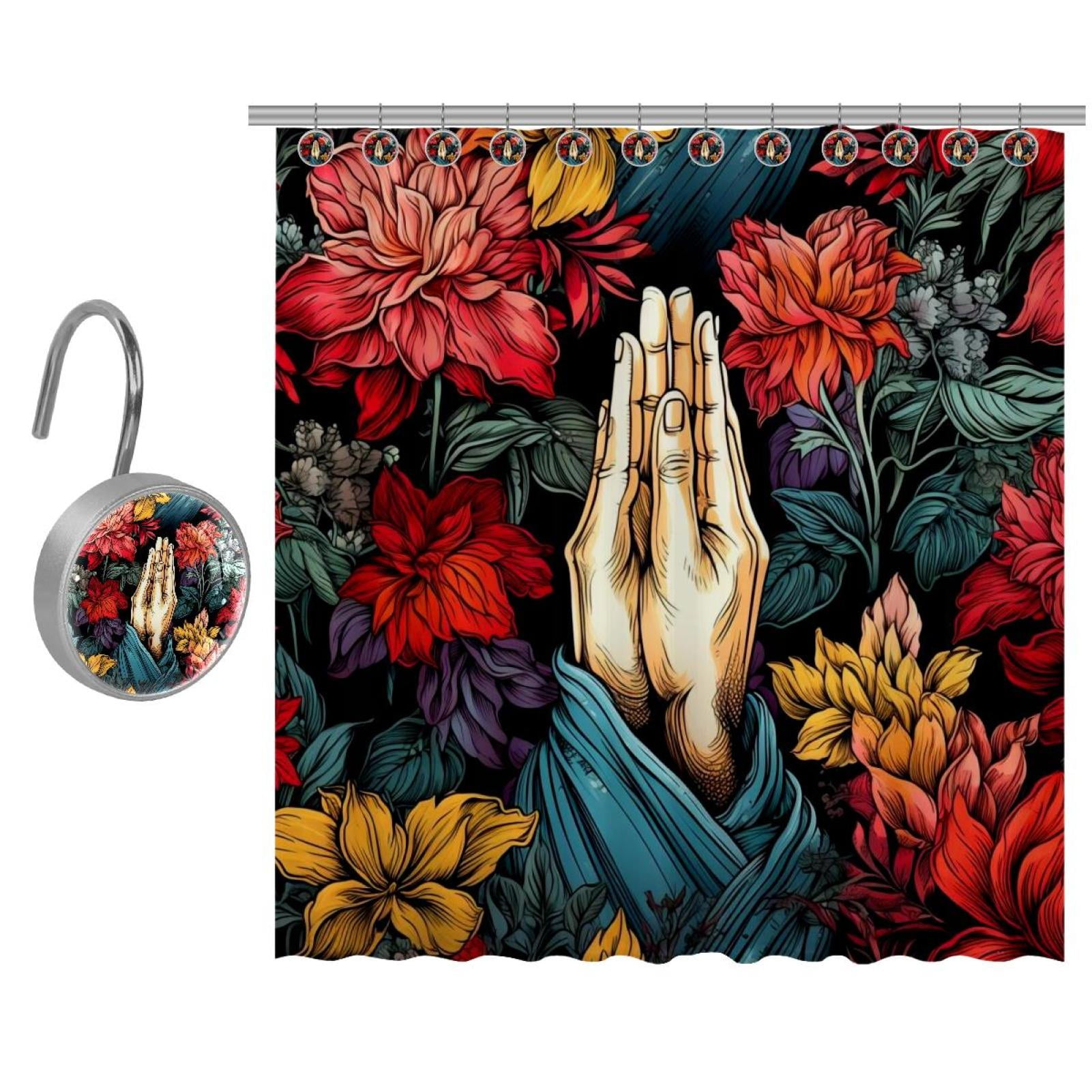 Praying hands Shower Curtain, Cloth Fabric Bathroom Decor Set with ...