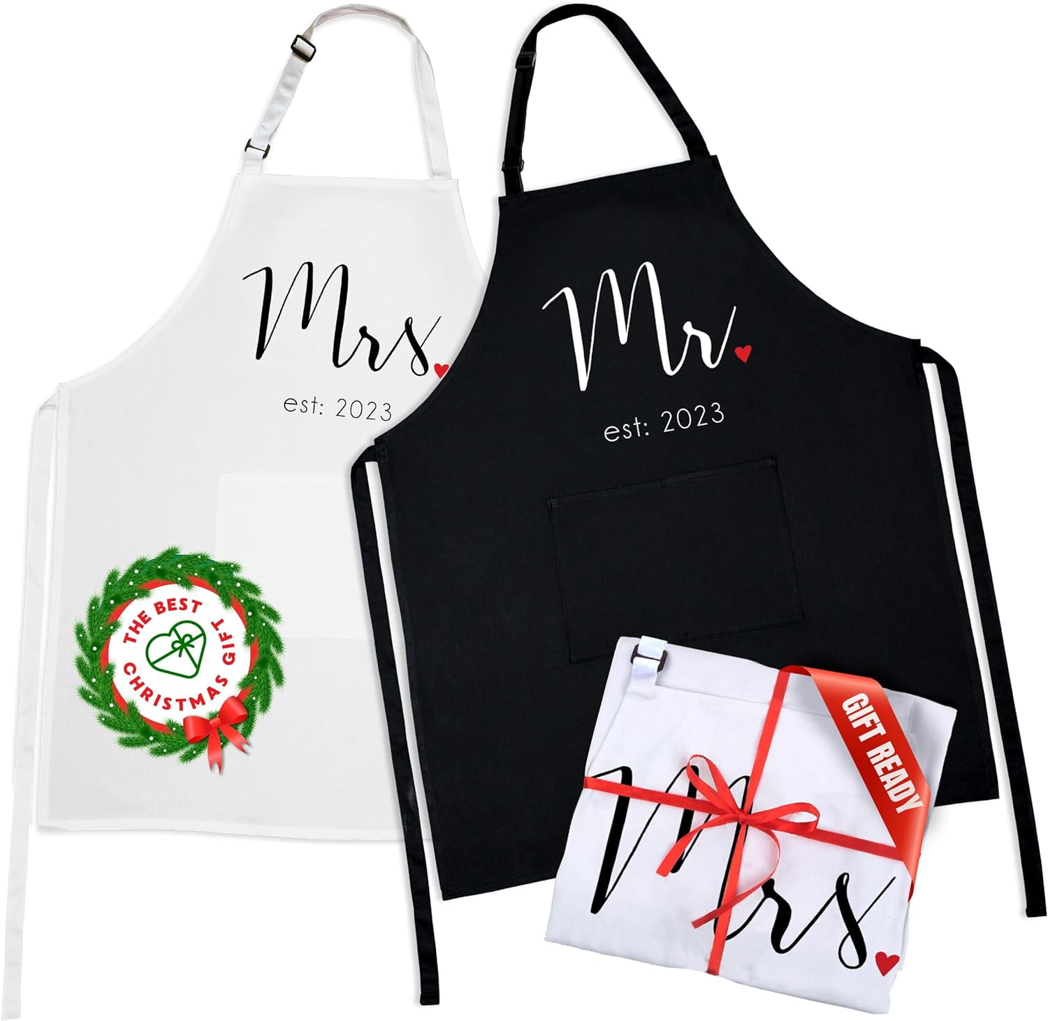 Prazoli His and Her Aprons Mr Mrs Established 2023 Couples Engagement Gifts, Cute Anniversary ...