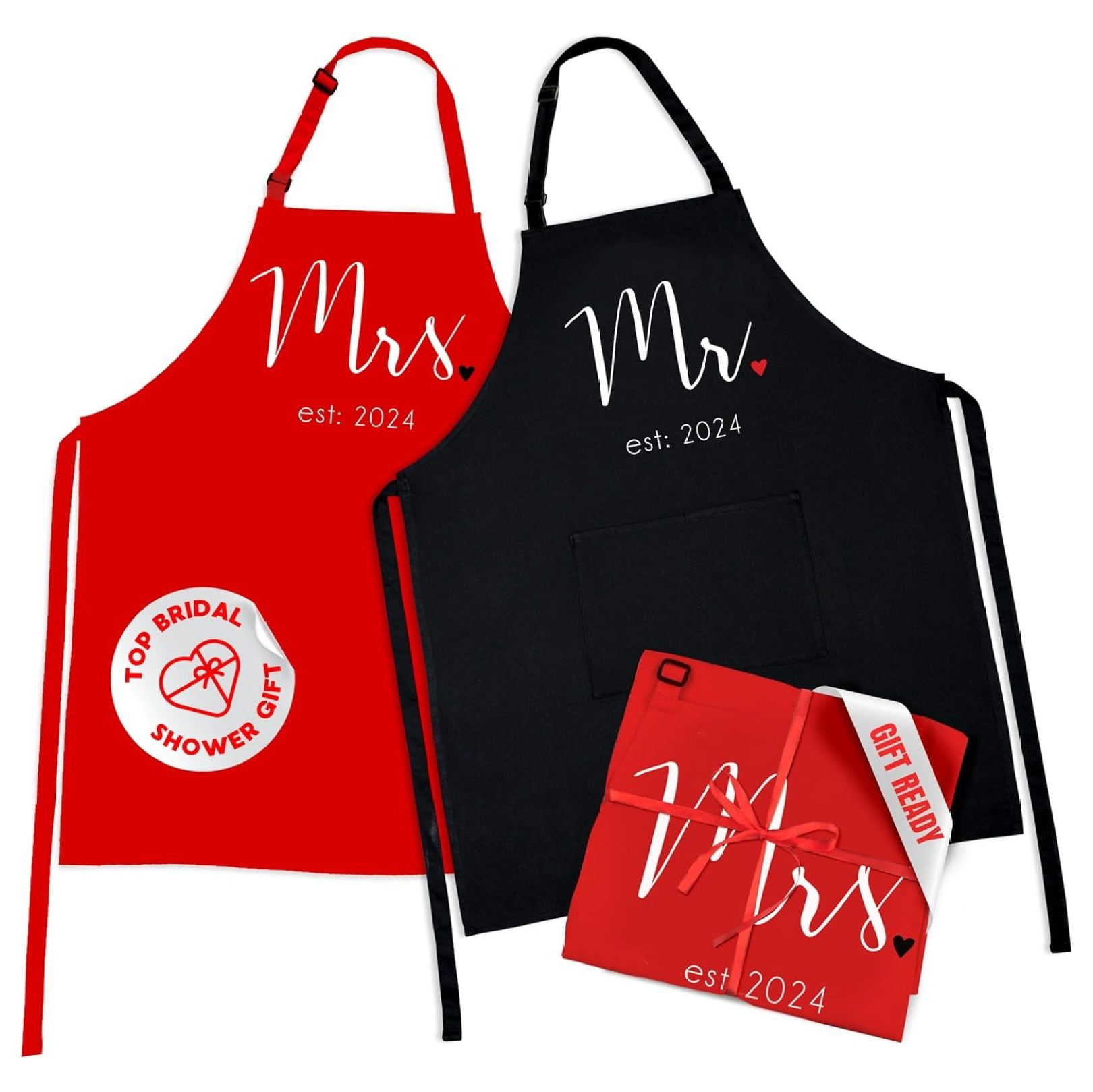 Prazoli Mr Mrs Established 2024 Mr And Mrs Aprons - Wedding Gifts For The Couple/Anniversary ...
