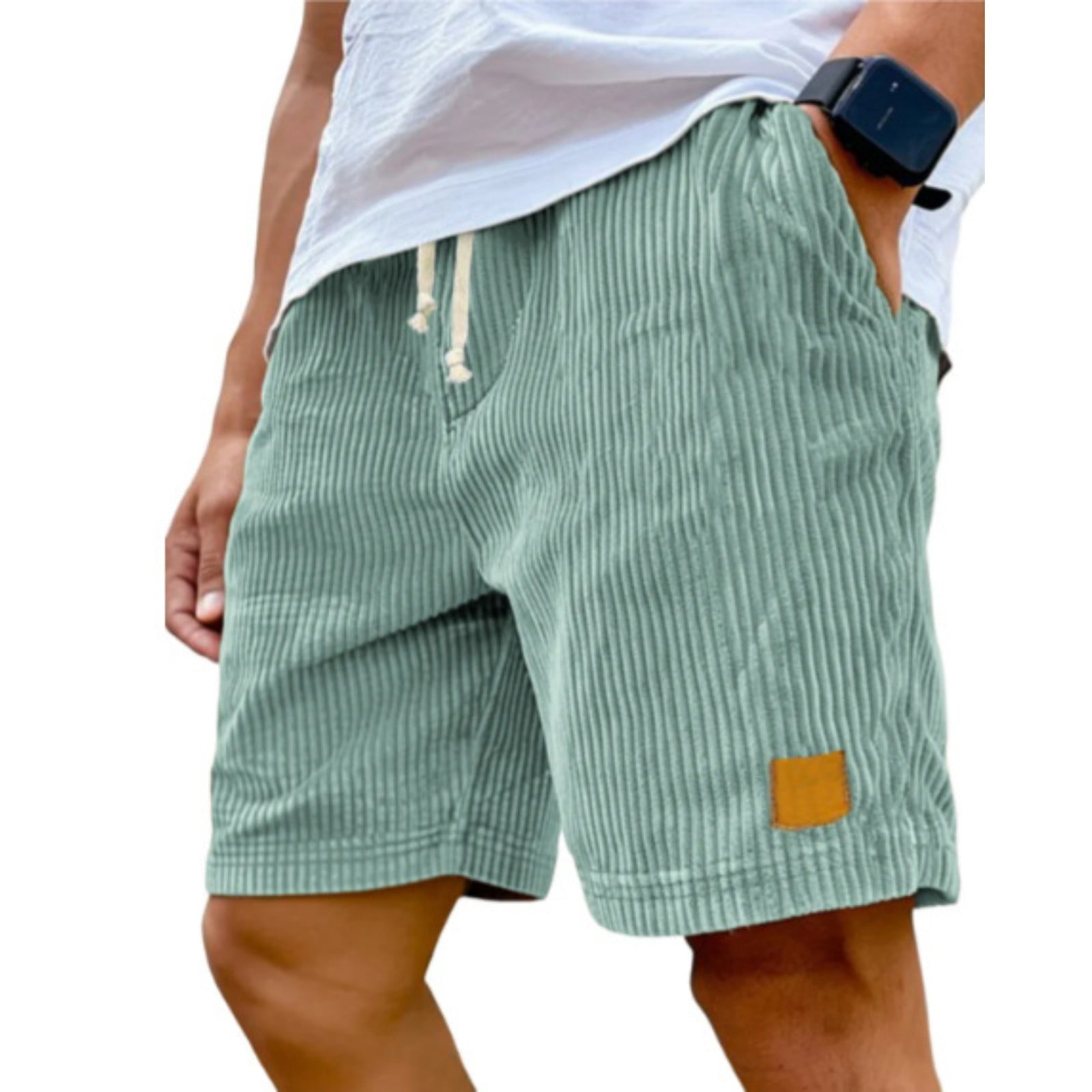 Prdecexlu Men's Breathable Corduroy Drawstring Elastic Short, Vintage ...