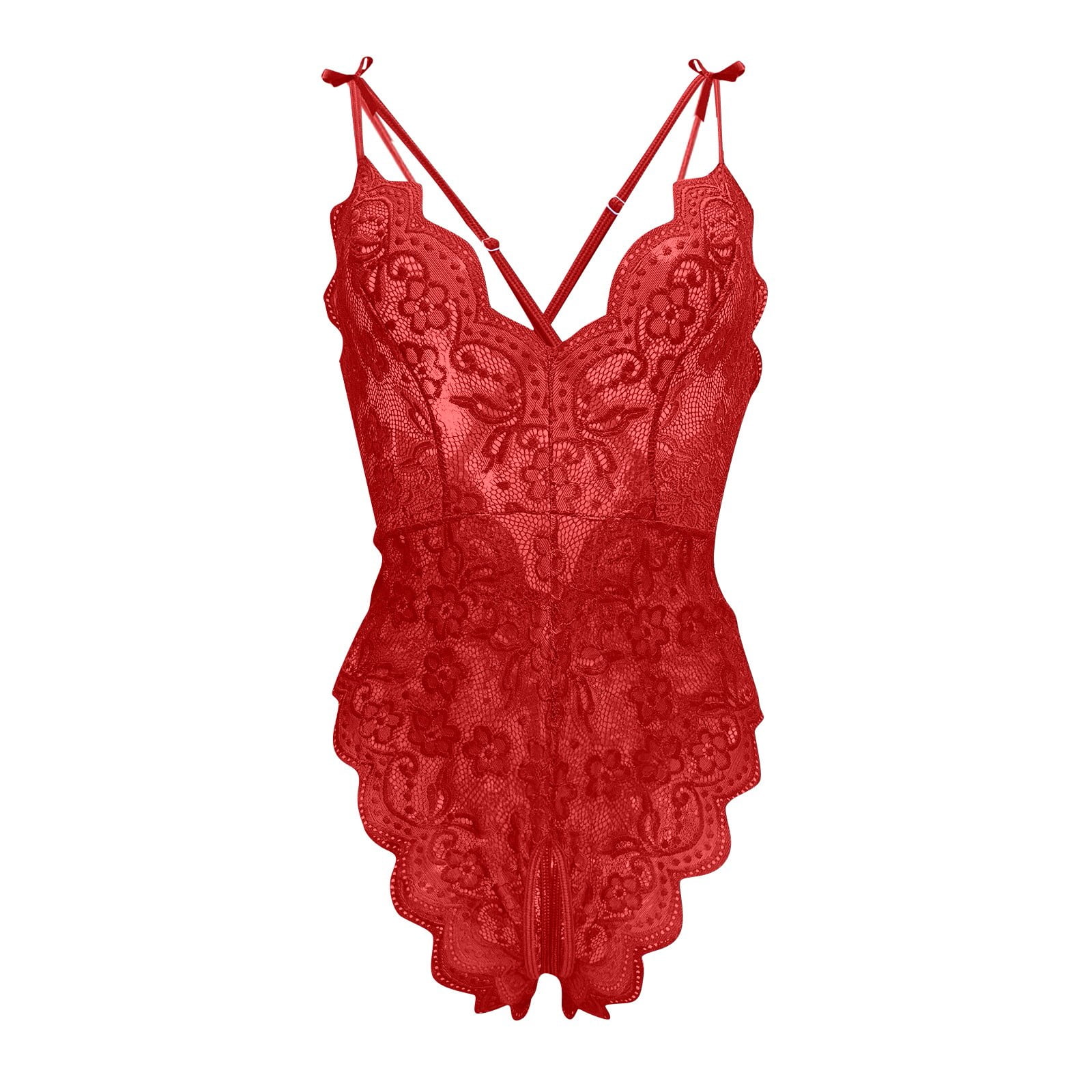 Prdecexlu See Through Lingerie Sexy Lace Teddies Floral Bodysuit Women Sheer Underwear Mini Mesh ...