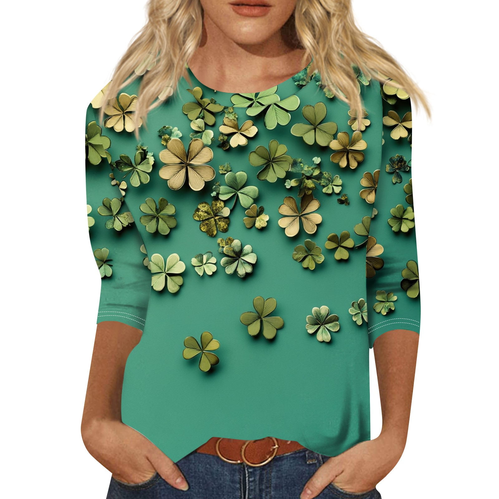 Prdecexlu St Patricks Day Shirts for Women Shamrock Graphic Funny Tops ...