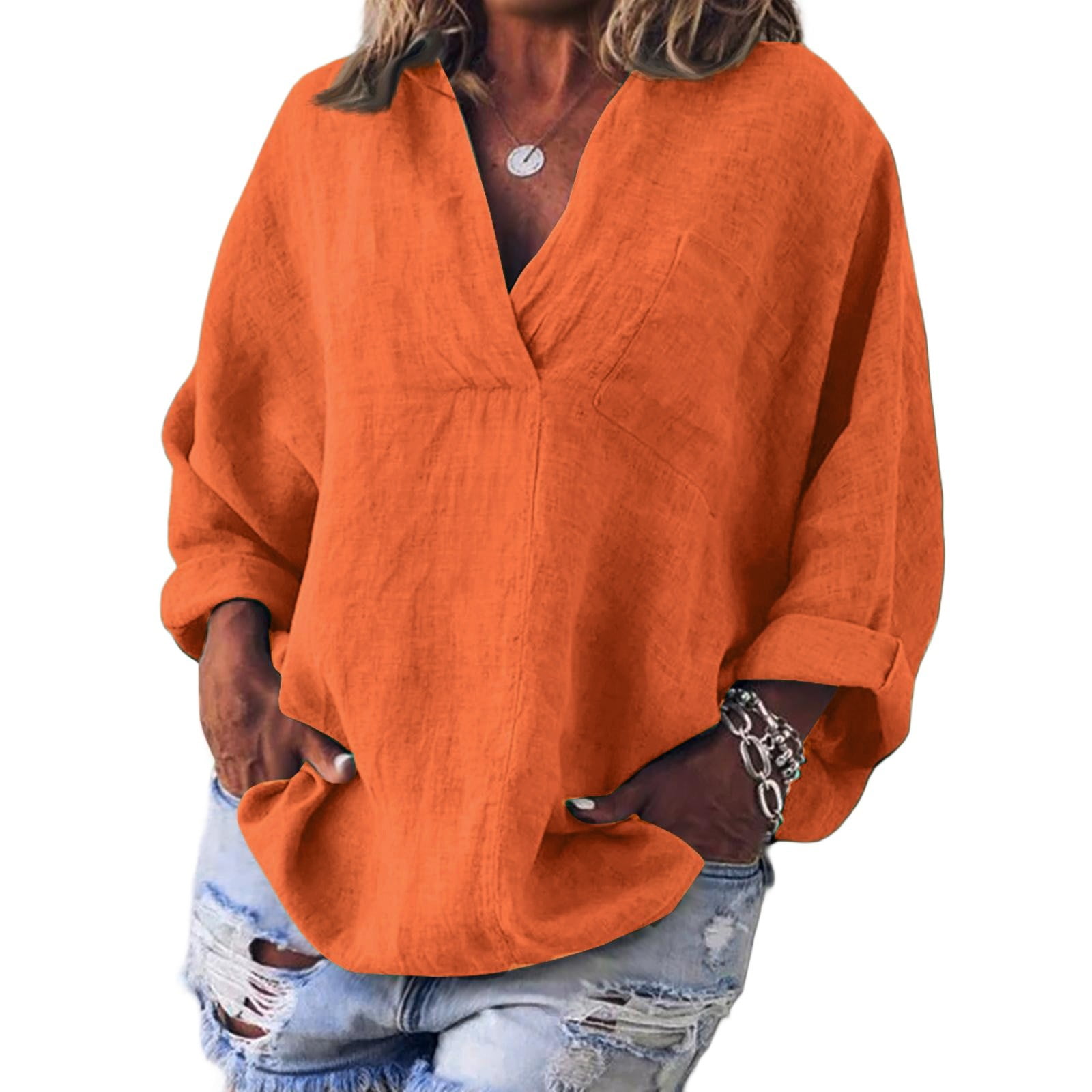 Prdecexlu Summer Tops for Women 2025 Trendy Long Sleeve Cotton Linen ...