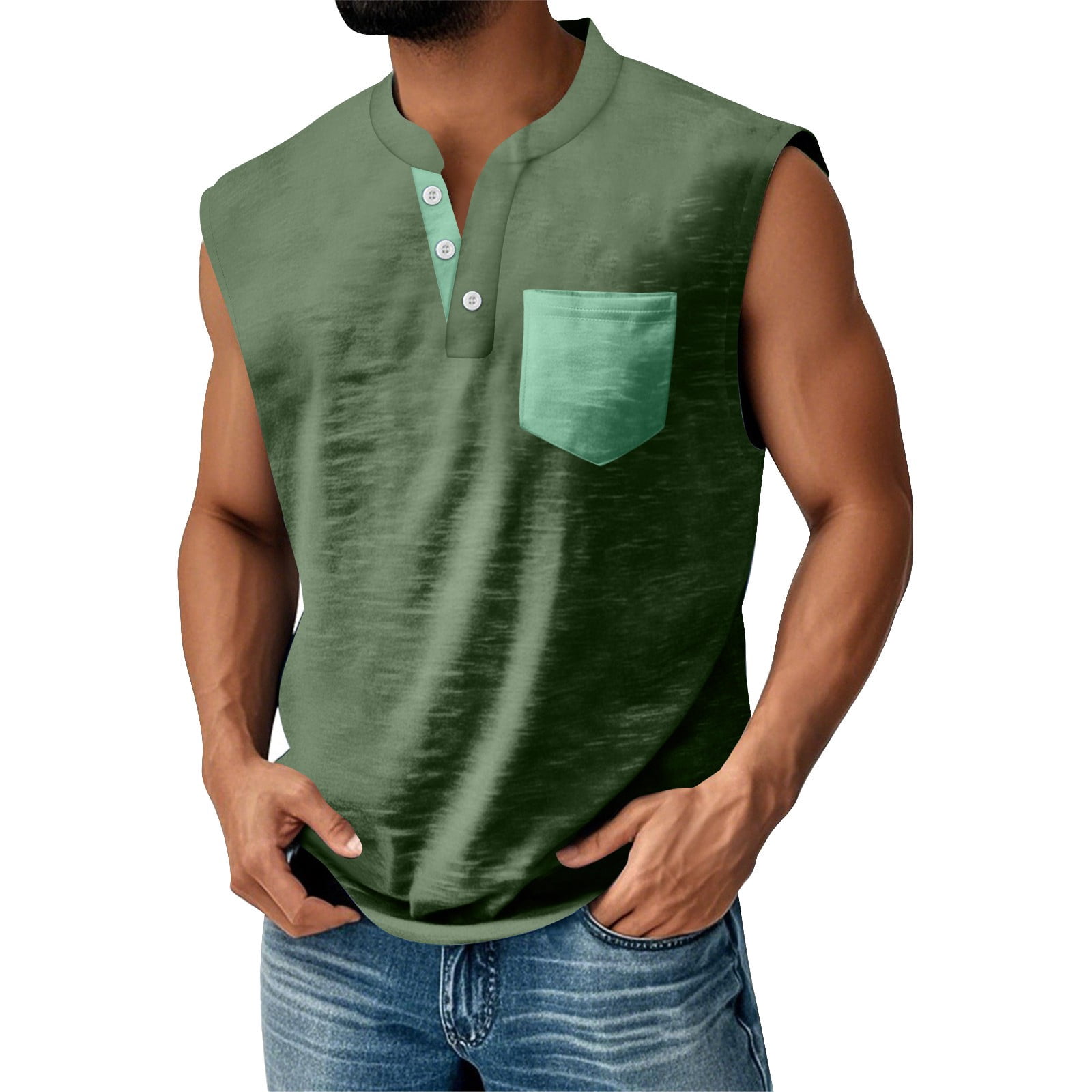 Prdecexlu Tank Tops Men Henley Shirts for Men Sleeveless Muscle Gym ...