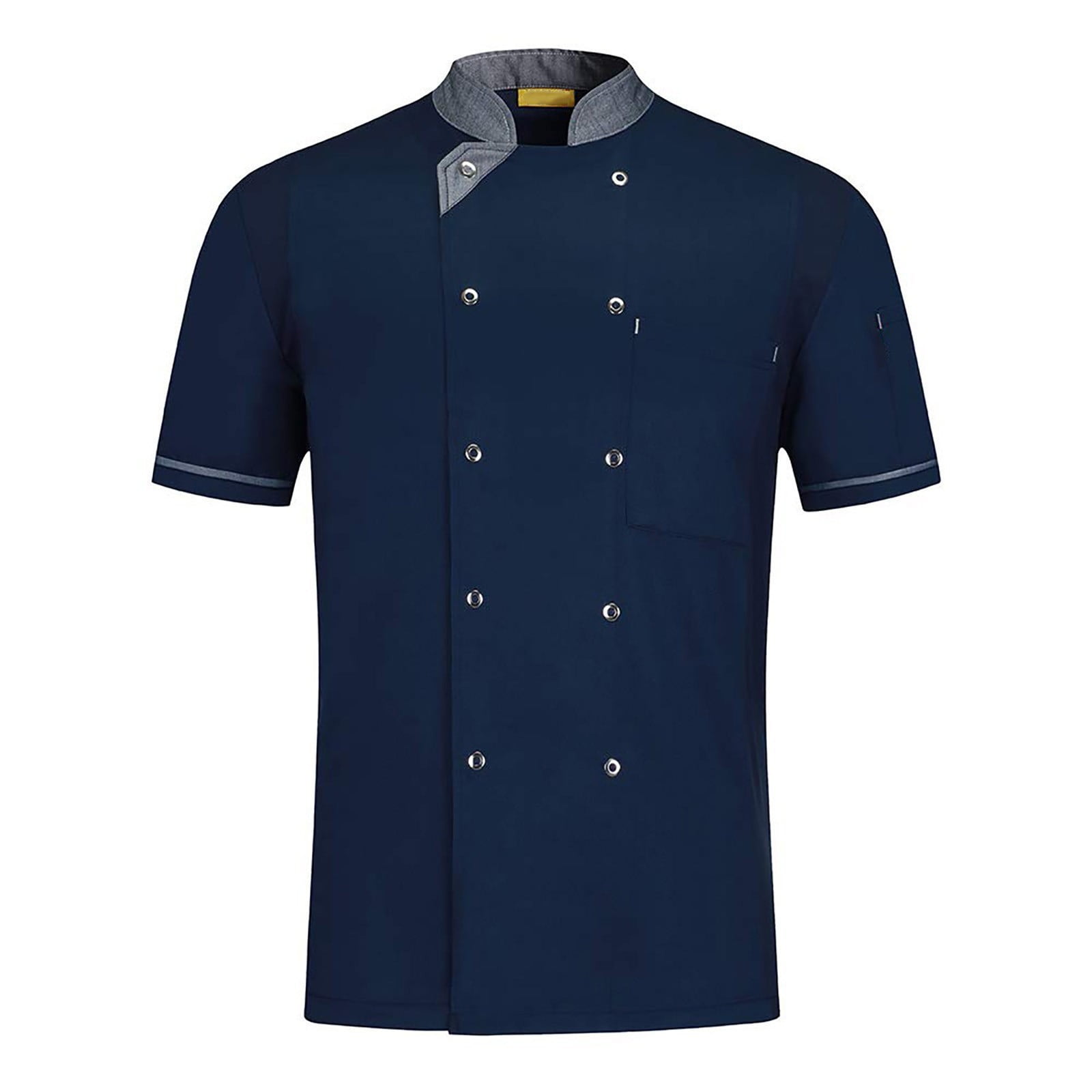 Prdecexlu Unisex Chef Coat Short Sleeve Cook Shirts Buttons Restaurant ...