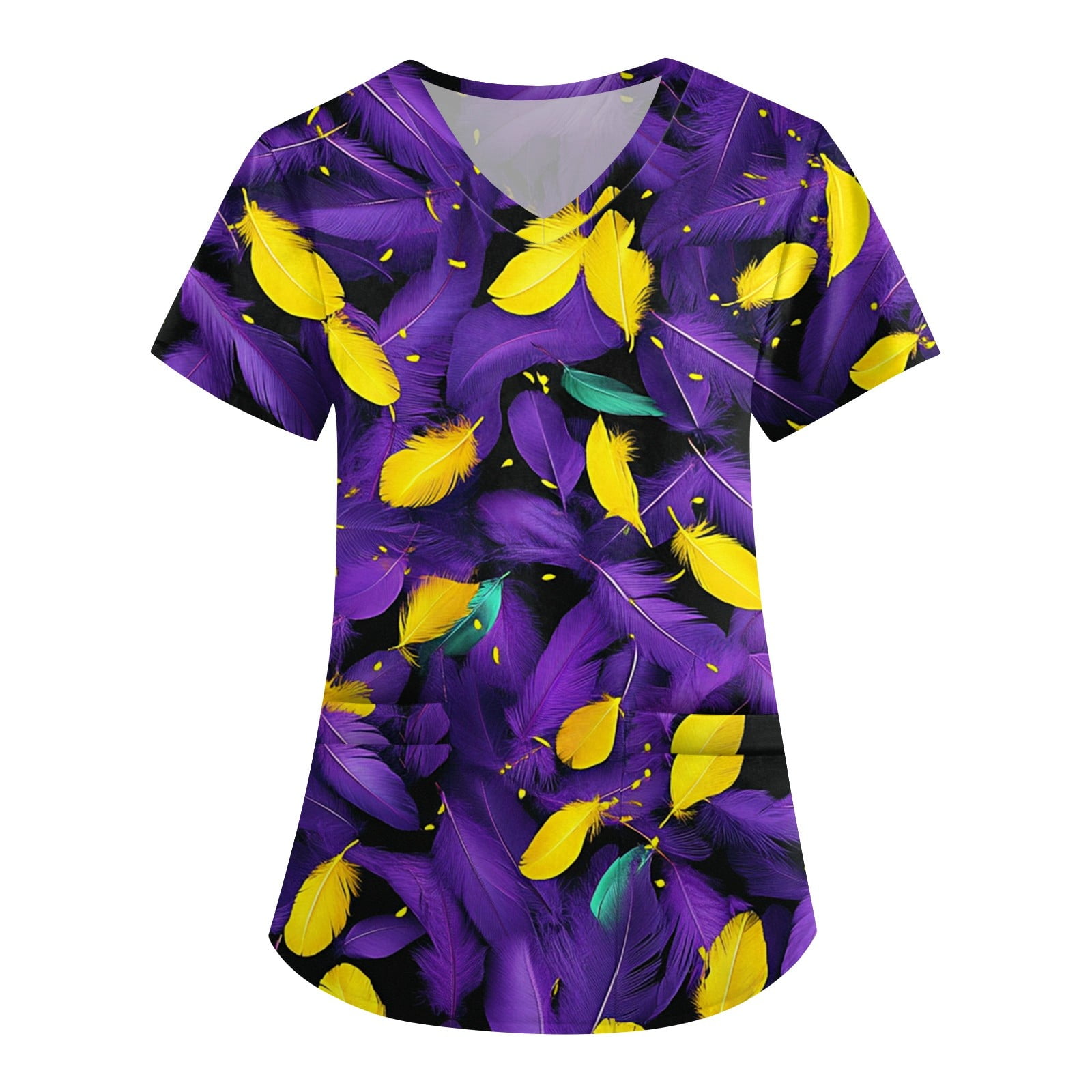 Prdecexlu Women Mardi Gras Scrubs Mask Graphic Cute Scrub Shirts V Neck ...