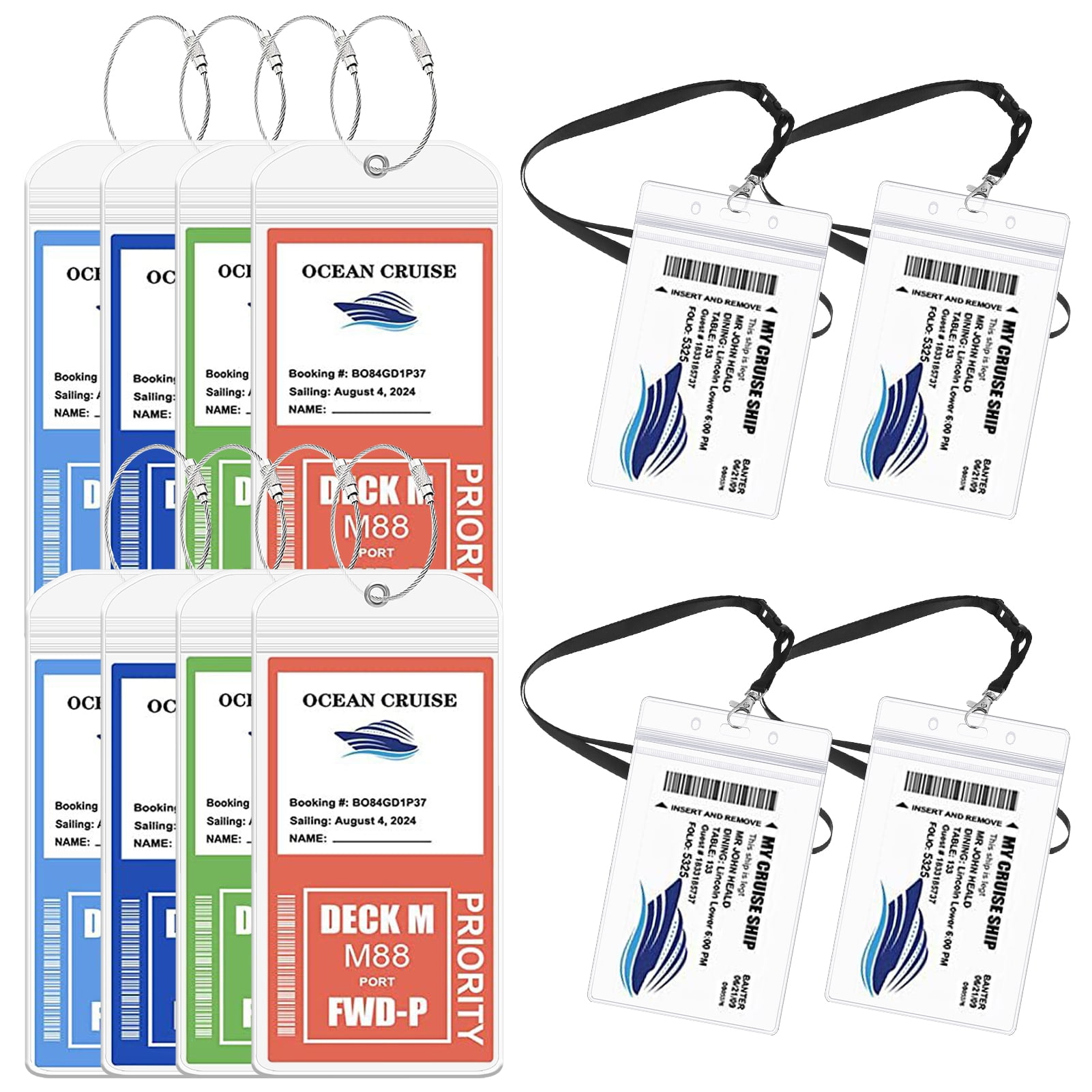 Prdigy Waterproof 12PCS Cruise Luggage Tags and ID Holder Set, PVC ...