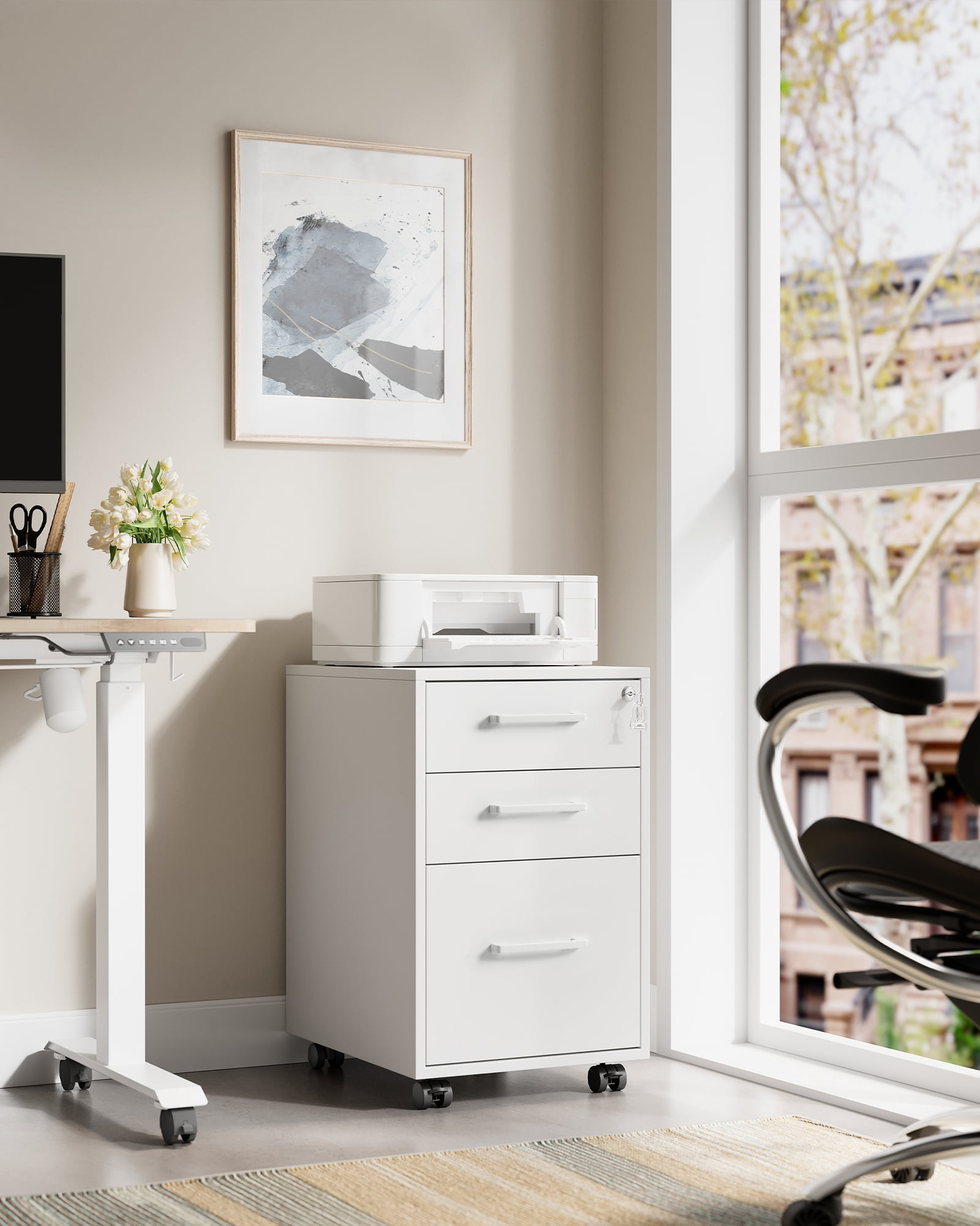 Pre-Assembled File Cabinet with Lock, Office Storage for A4/Legal ...