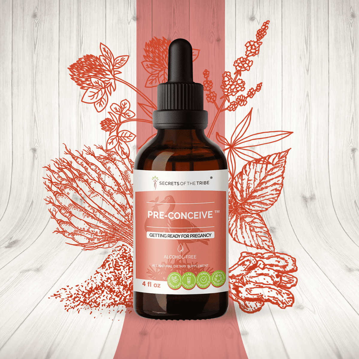 Pre-Conceive Alcohol-FREE Extract, Tincture, Glycerite Vitex, Red ...