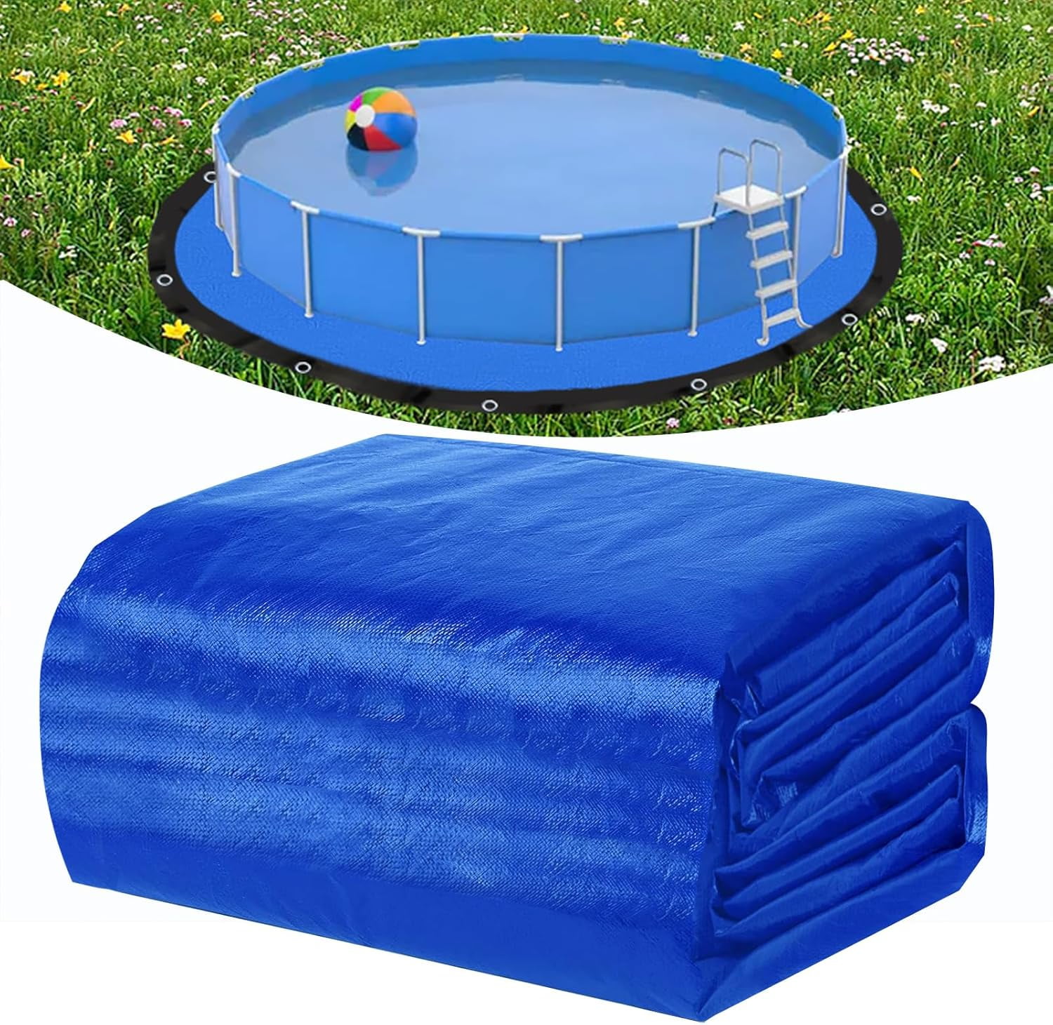 Pre-Cut 21Ft Round Pool Covers Tarps for Above Ground Pool, Waterproof ...