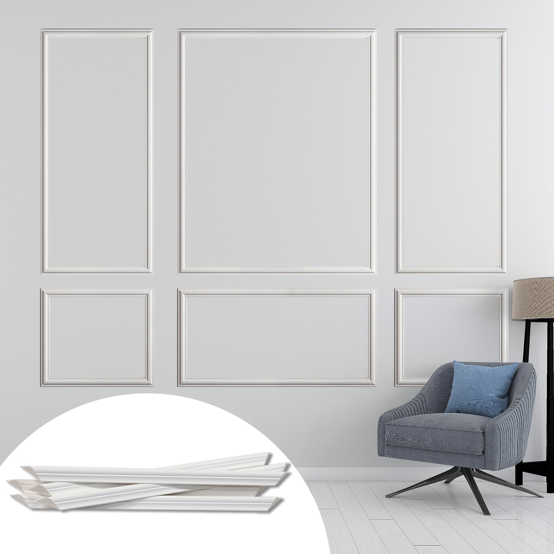 Pre-Cut Accent Wall Molding Trim Kit, 6 Frames Premade Wainscoting ...