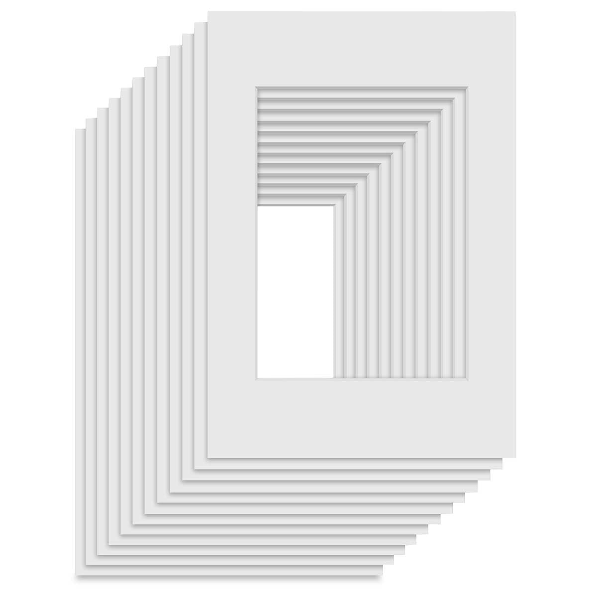 Pre-Cut Mat Frames - White, 8" x 11" (6" x 9" Artwork Size), Pkg of 12 ...