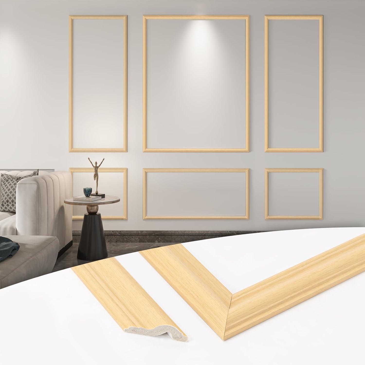 Pre-Cut Wall Molding Set of 6 count, Ready-to-Assemble Wainscoting ...