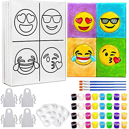Pre Drawn Canvas Paint Kit for Adults Kids Couples | 4-40 PACK ...