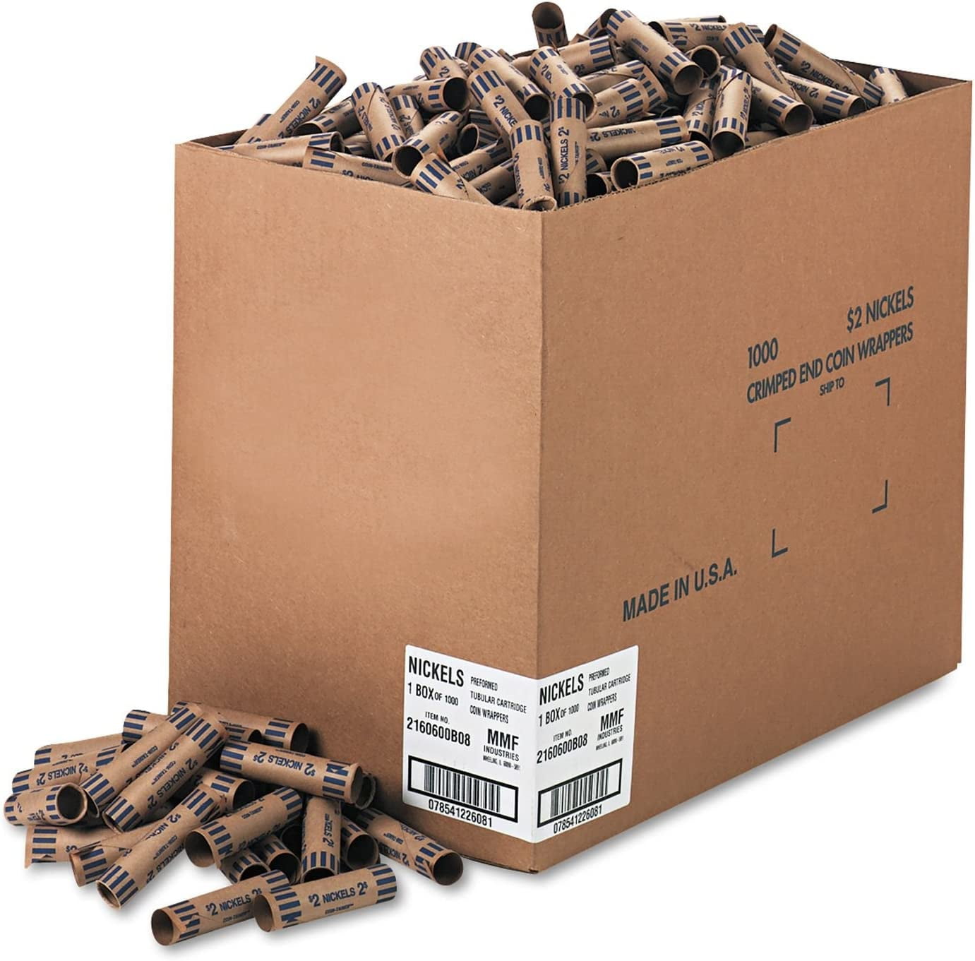 MMF Industries Preformed Tubular Coin Wrappers, 1000 Wrappers/Box ...