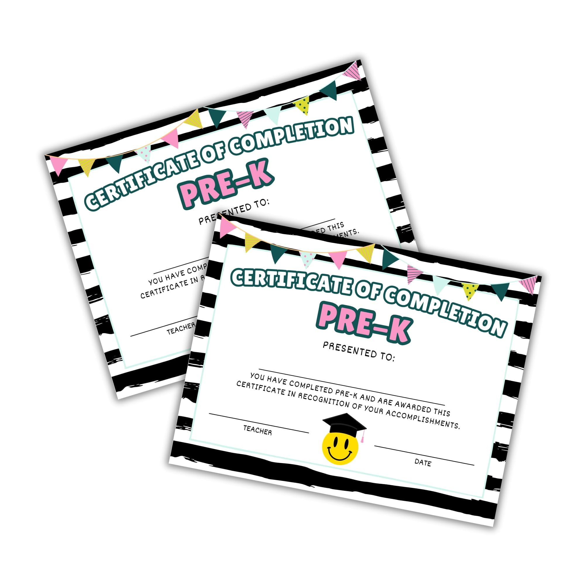 Pre-K Certificate of Completion Graduation Diploma 30pk 8.5x11 Smiley ...