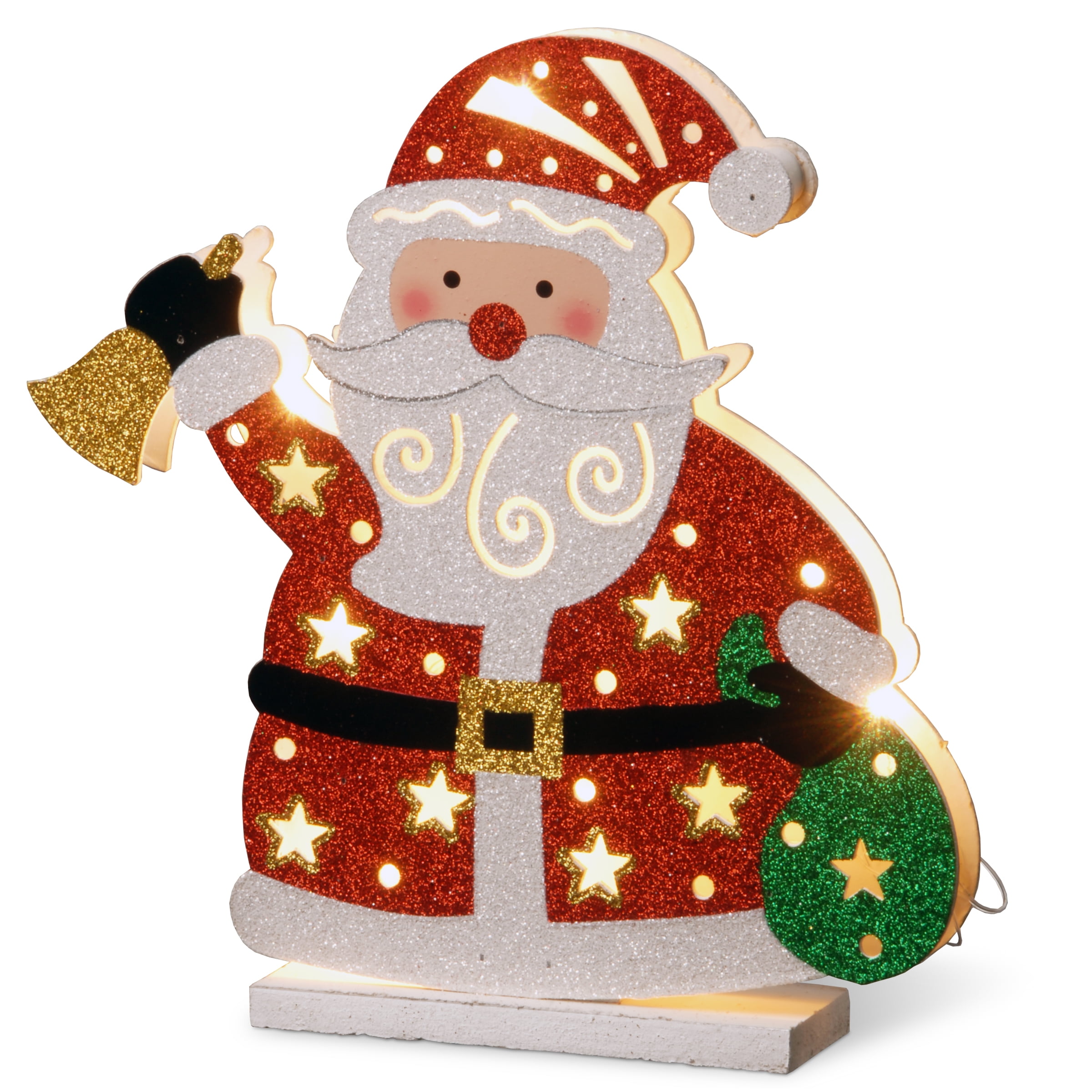 Pre-Lit 12" Wooden Santa - Walmart.com