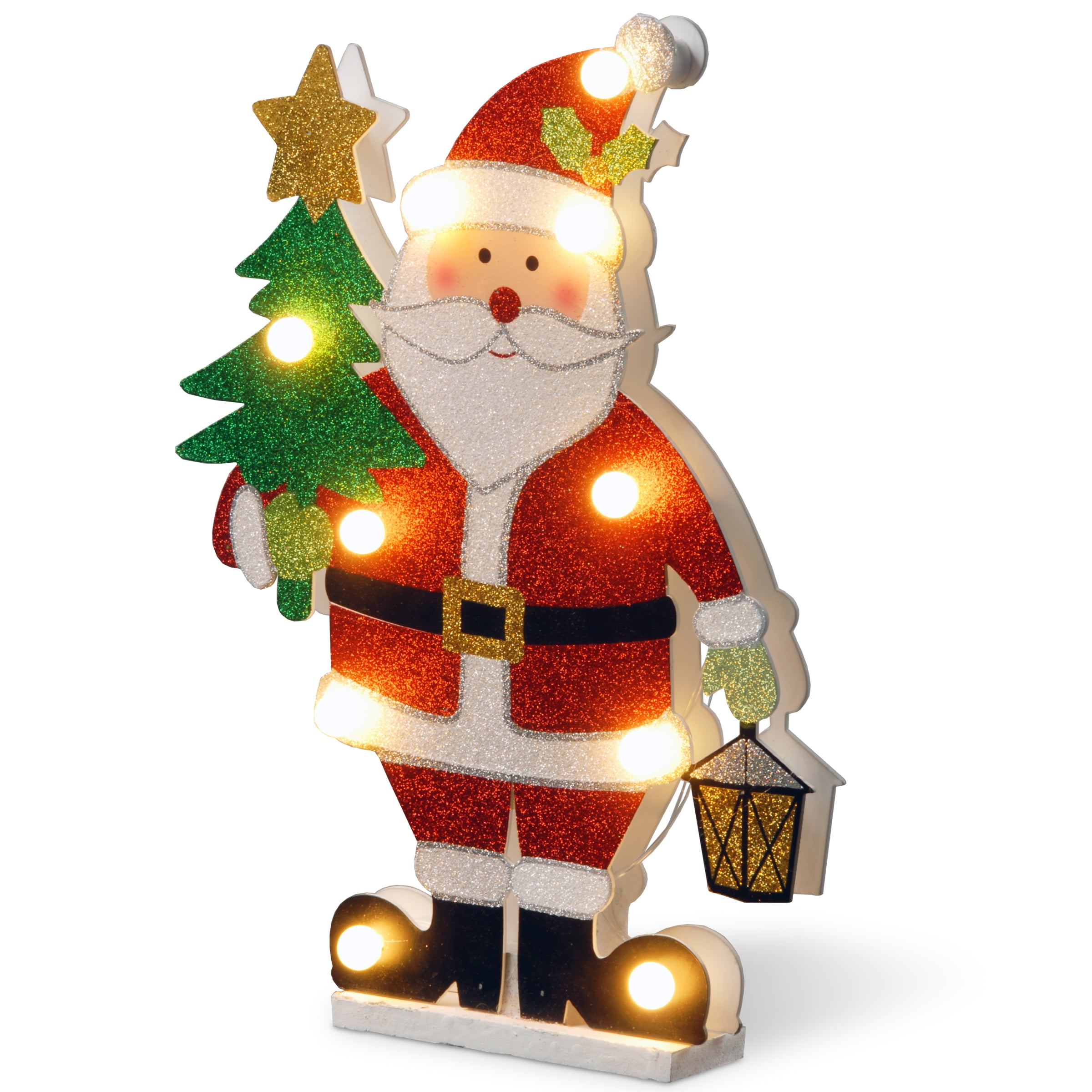 Pre-Lit 17" Wooden Santa - Walmart.com