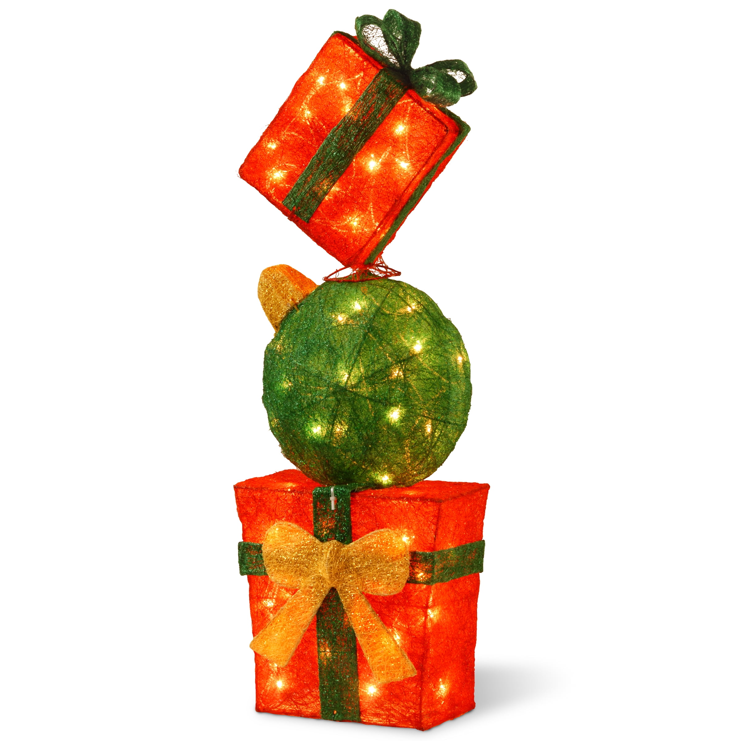 Pre-Lit 32" Sisal Gift Box Tower - Walmart.com