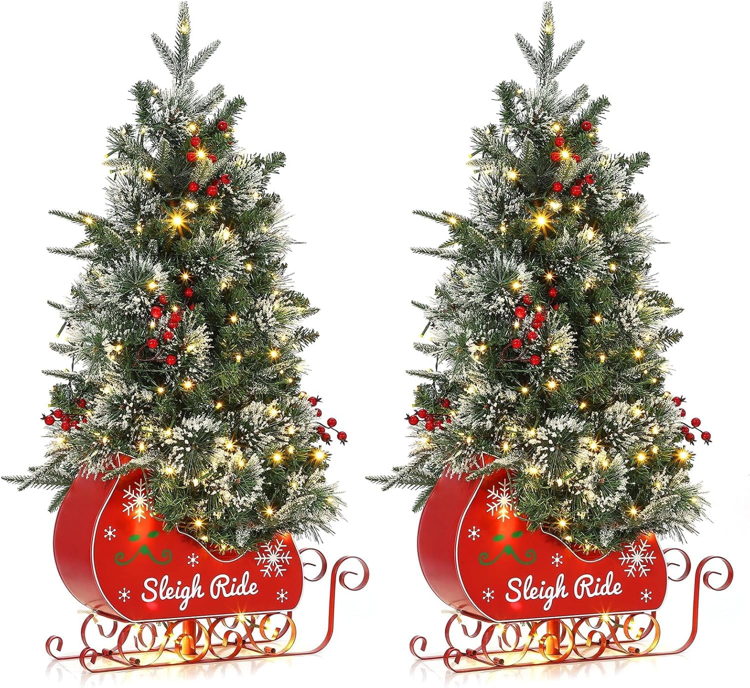 Pre-Lit 3ft Christmas Tree with Led Lights, Artificial Mini Tree with ...