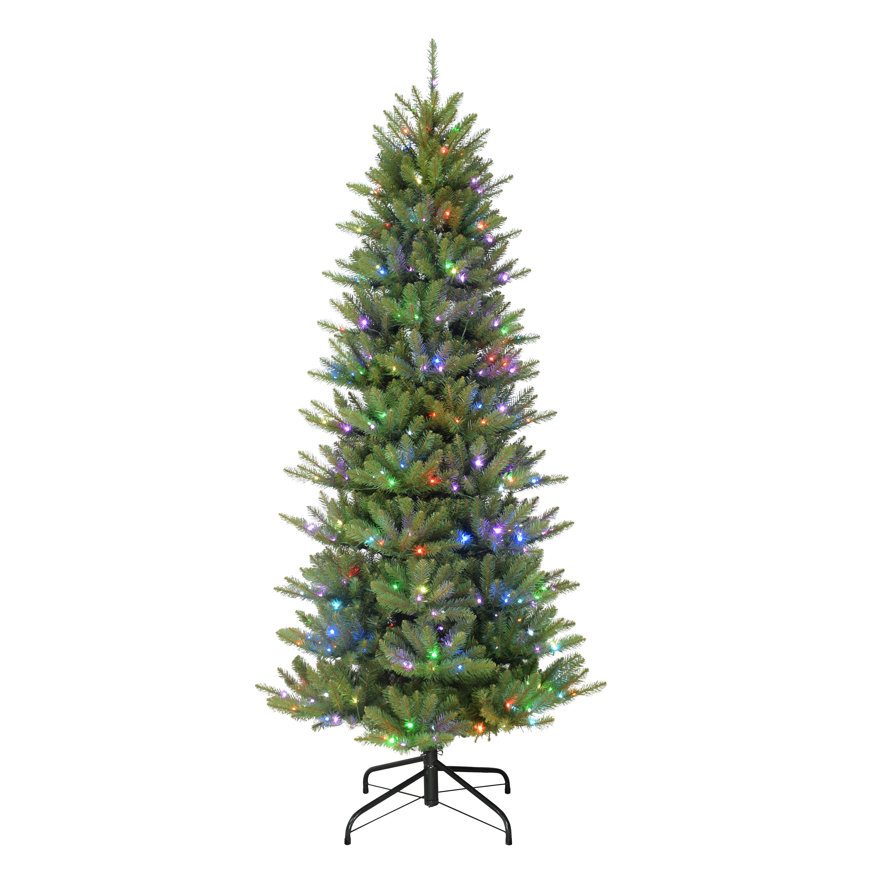 Pre-Lit 7.5' Slim Fraser Fir Artificial Christmas Tree with 300 Multi ...