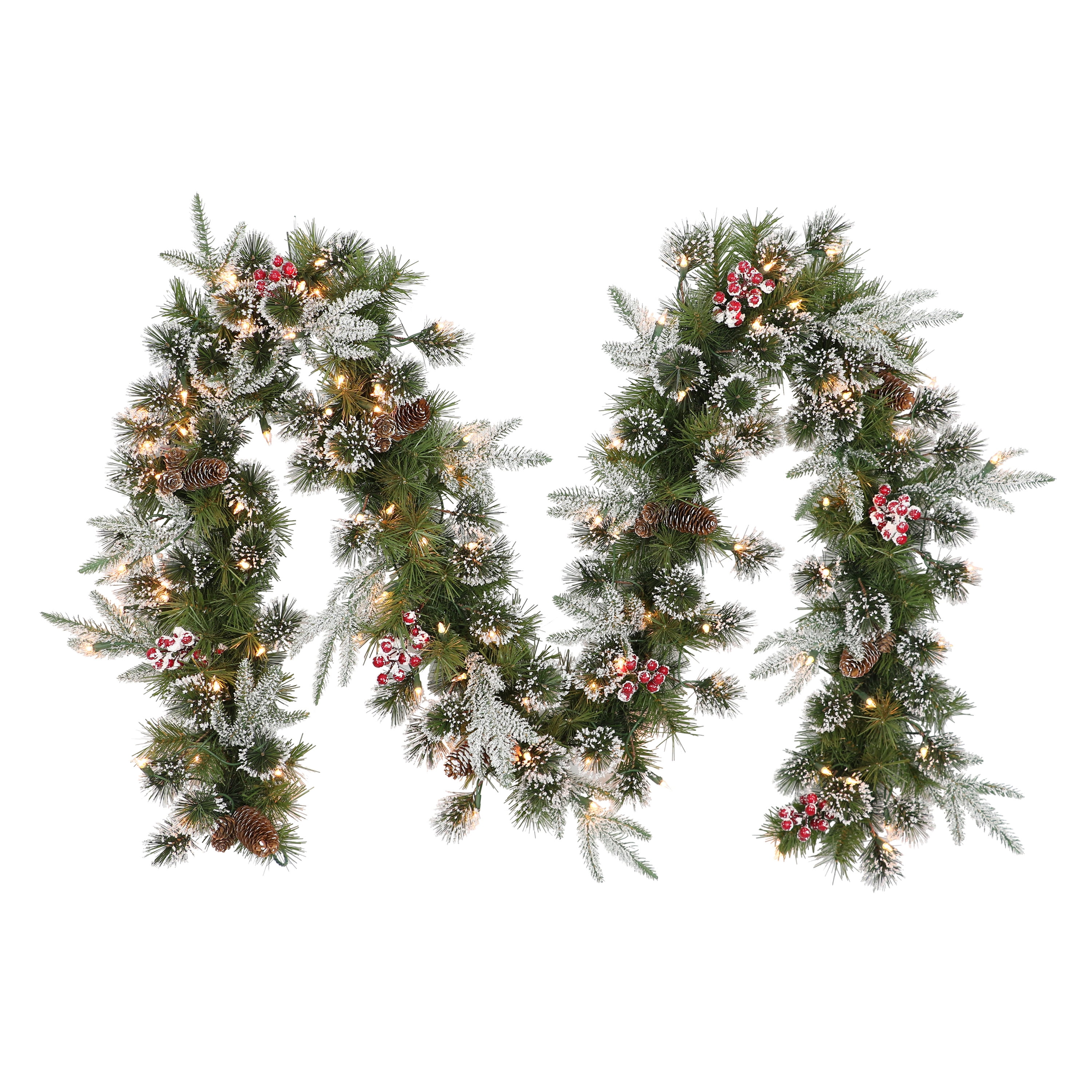 Pre-Lit 9' x 10" Decorated Christmas Garland with 100 Lights, Green ...