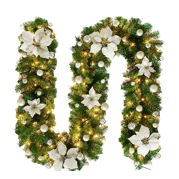 GE 9 ft Shiny Sparkle Lit Glitter Gem Garland with 100 Constant On ...