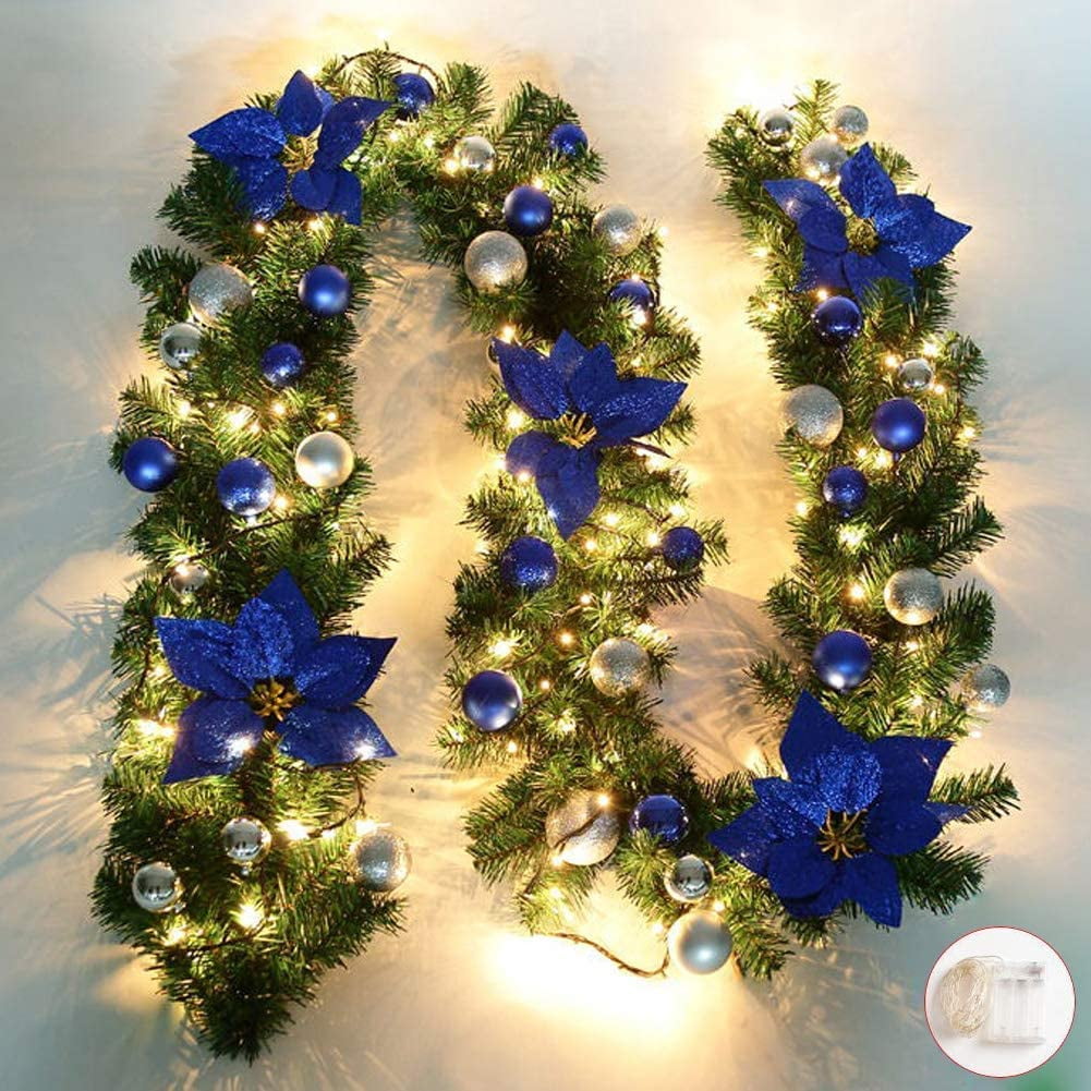 Battery-Operated Pre-lit 9Ft Artificial Christmas Garland with Warm ...
