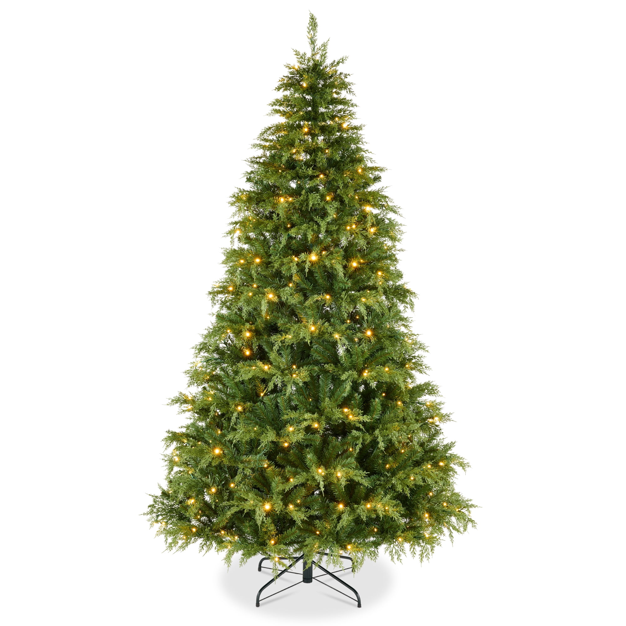 Pre-Lit Cedar Cypress Christmas Tree w/Twinkling Lights, 6ft Lighted ...