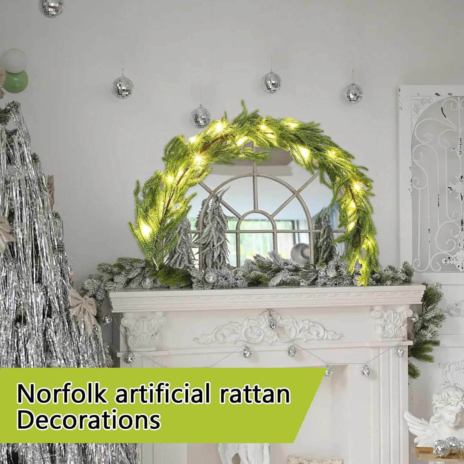 Pre-Lit Christmas Garland with Lights Lighted Garlands for Xmas Decors ...