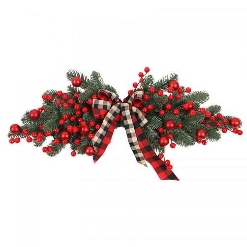 Pre-Lit Christmas Teardrop Swag 23.6 Artificial Christmas Pine Branch ...