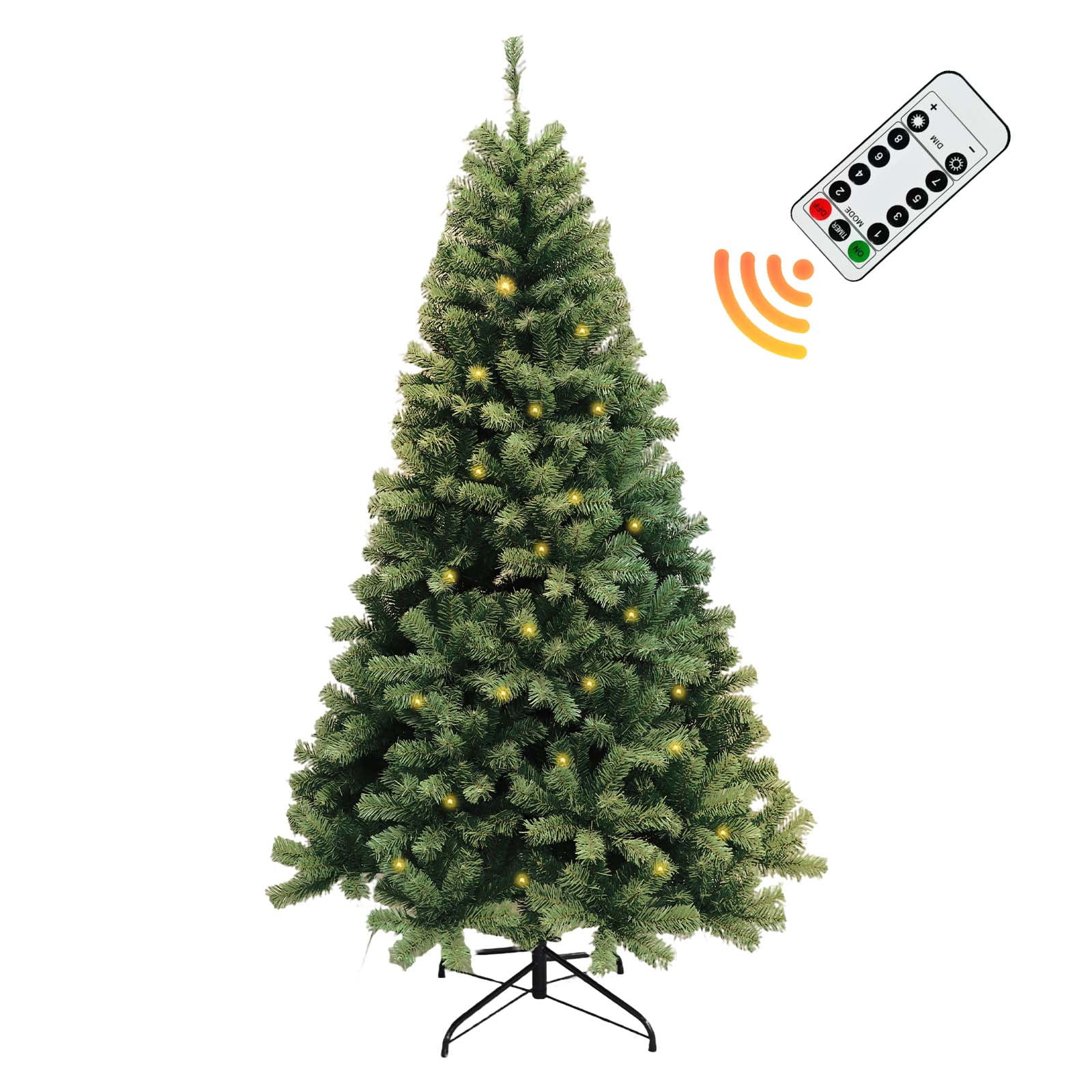 Pre-Lit Christmas Tree, Artificial Hinged Xmas Tree with 200 Warm White ...