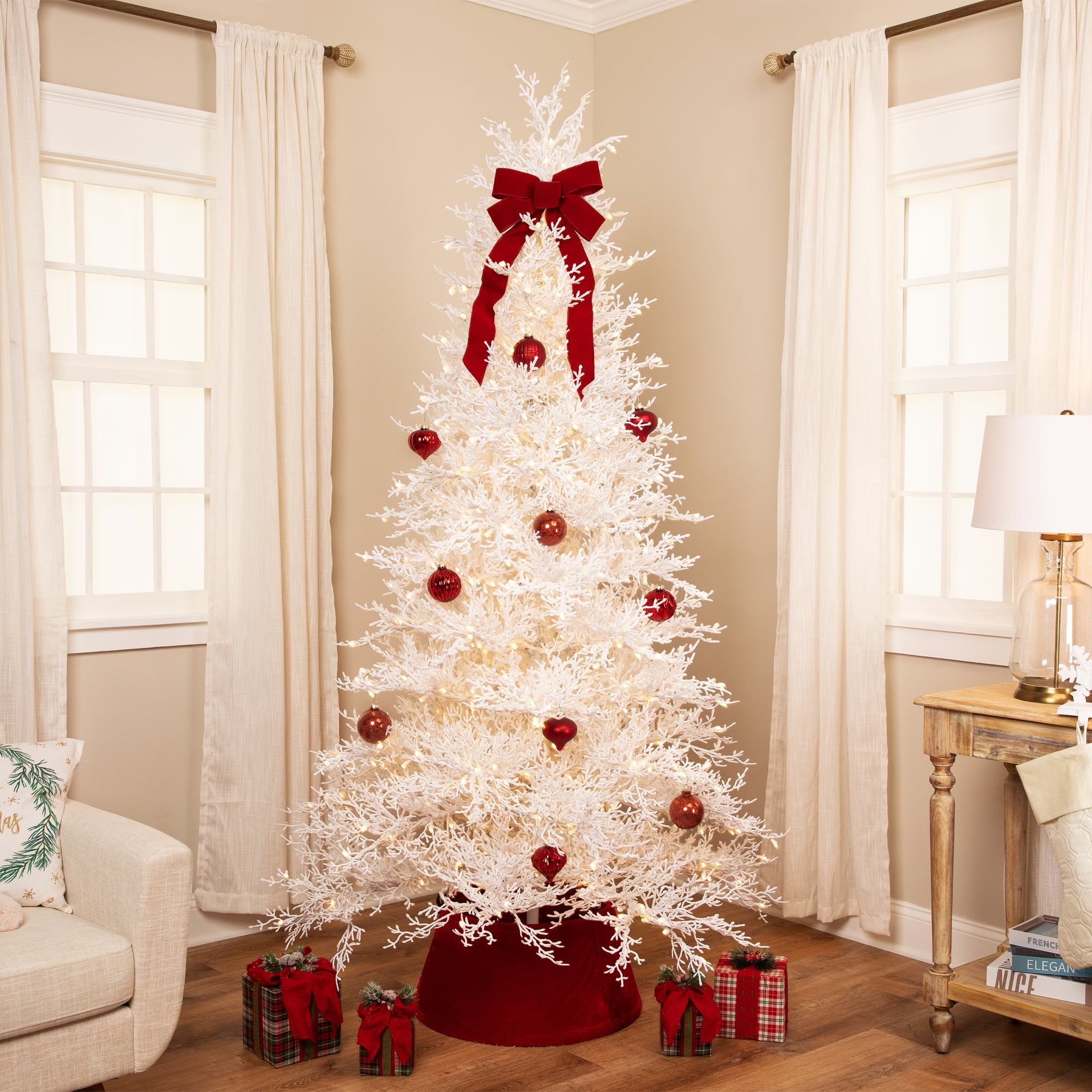 Northlight Pre-Lit Flocked Twig Artificial Christmas Tree - 6.5' - Warm ...