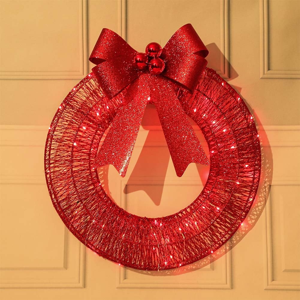 Pre-Lit Large Christmas Wreath, Large Outdoor Christmas Wreaths with ...