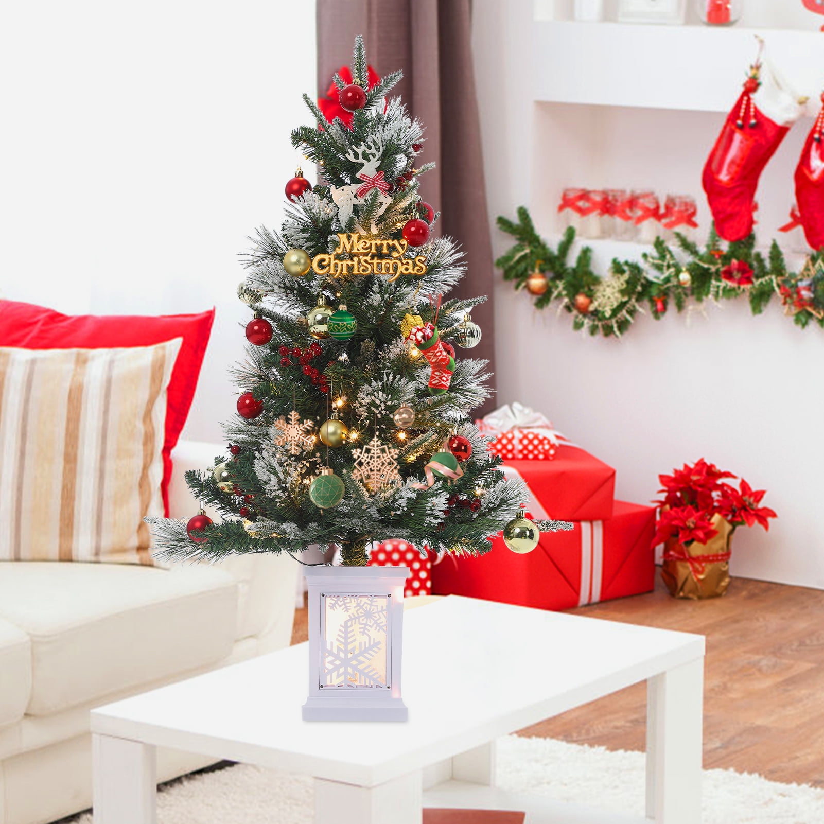 Pre-Lit Tabletop Christmas Tree, Battery Operated, Nordic Spruce Look ...