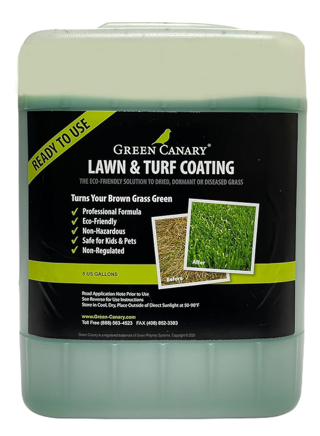 Pre-Mixed Grass Colorant - 5 Gallons, Environmentally Safe, Natural ...