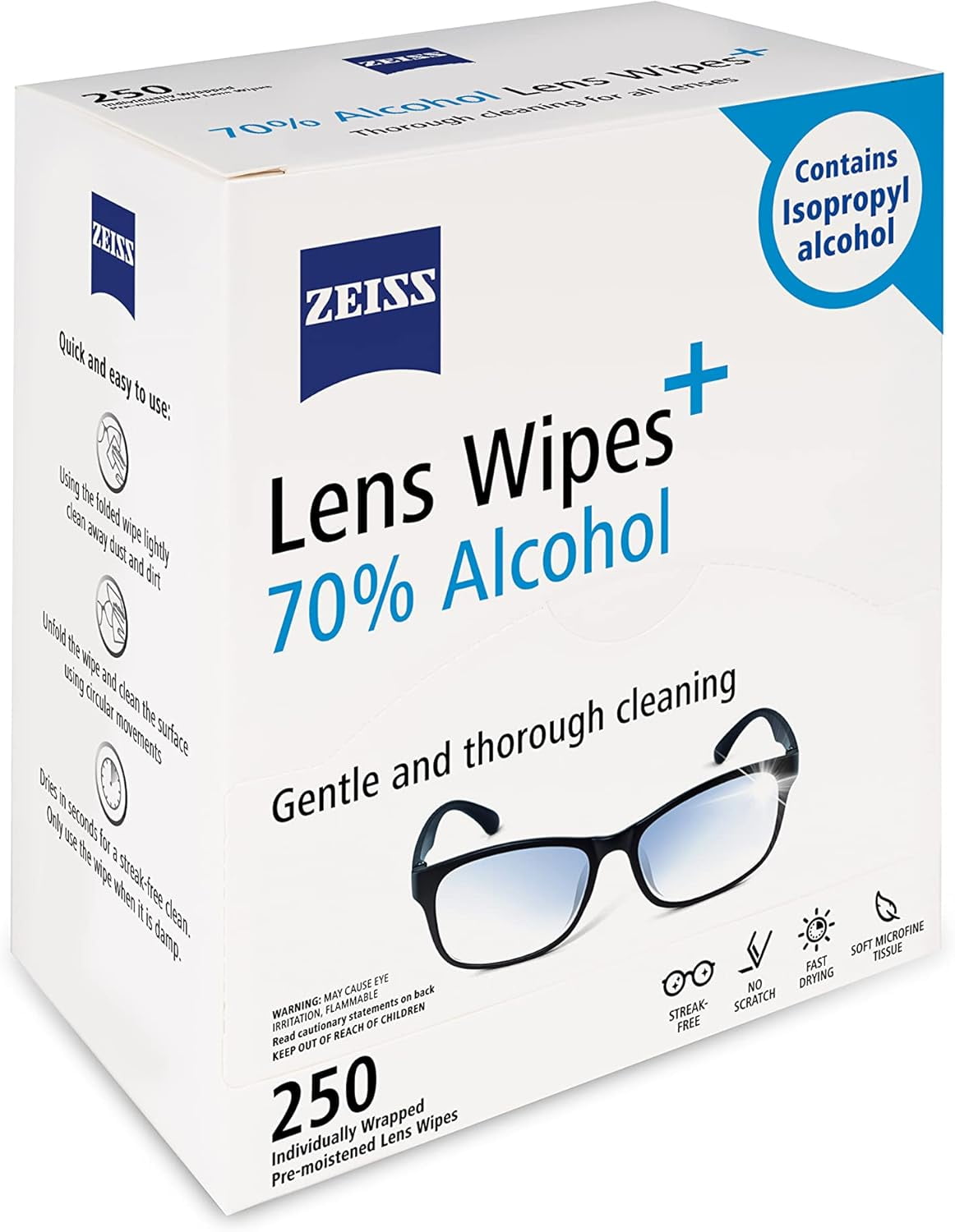Pre-Moistened Lens Cleaning Wipes with 70% Alcohol, 250 Count - Walmart.com