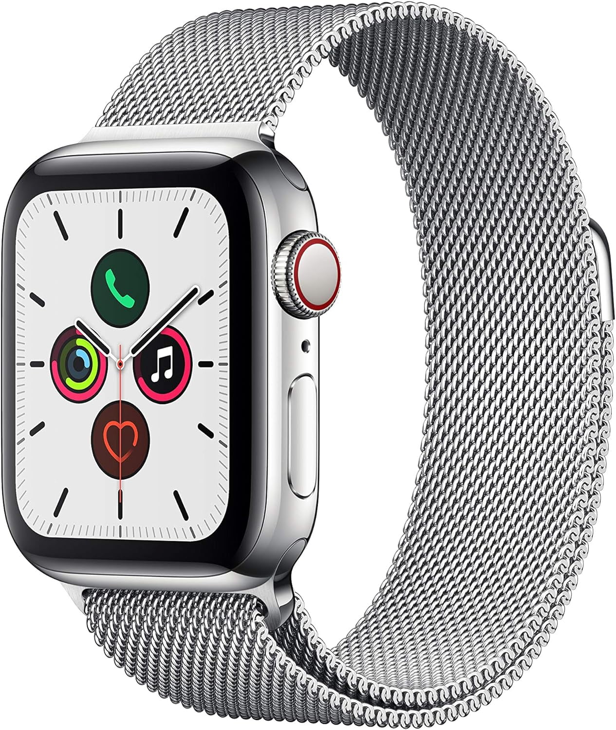 Restored Apple Watch Series 5 (GPS + LTE) 44MM Silver Stainless Steel ...