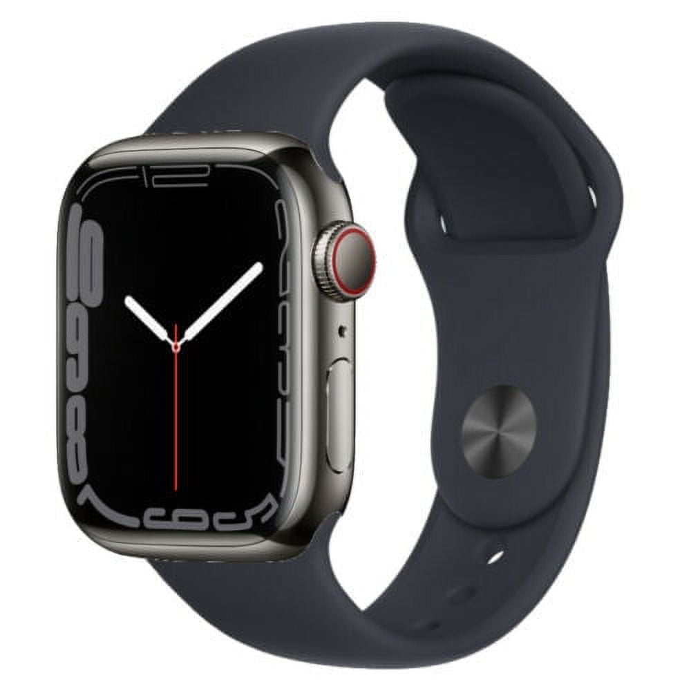 Pre-Owned Apple Watch Series 7 GPS + Cellular 45mm Graphite Stainless Steel Black Sport Band ...