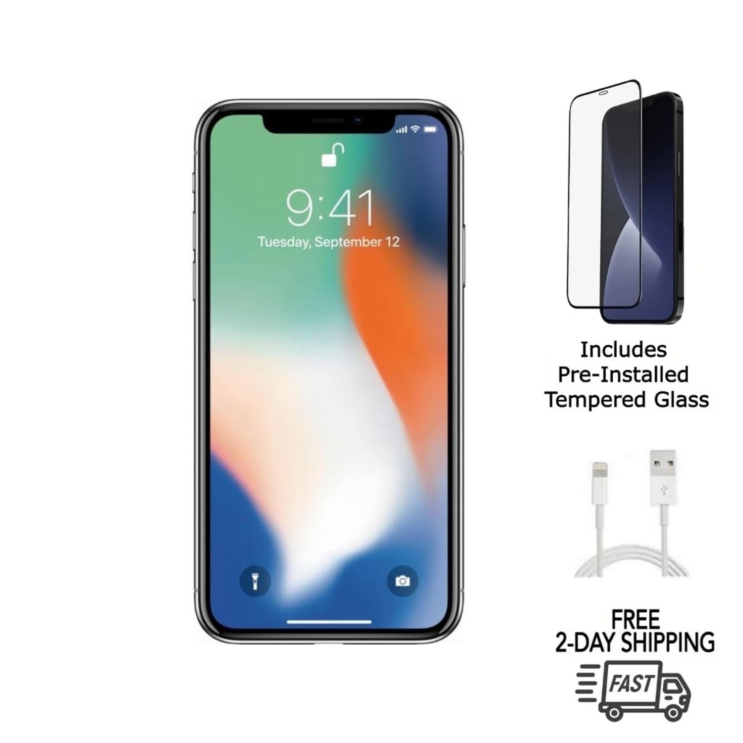 Pre-Owned Apple iPhone X (Unlocked) 64B Silver (A1865) with Pre ...