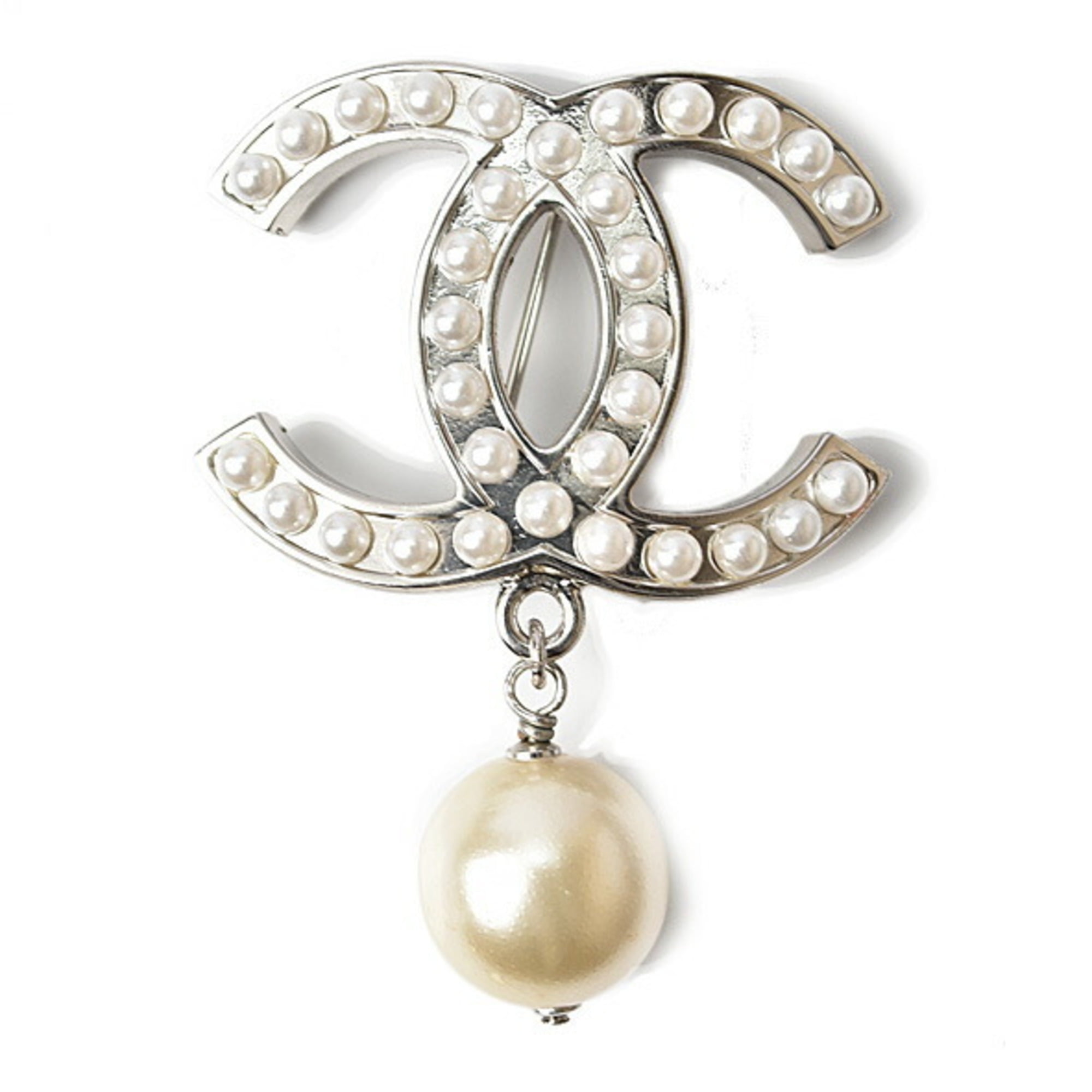 Pre-Owned CHANEL brooch pin here mark rhinestone pearl Pre-Owned CHANEL brooch pin here mark rhinestone pearl