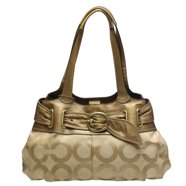 Coach (CJ592) Rowan Mixed Racer Blue Canvas Leather Colorblock Satchel ...